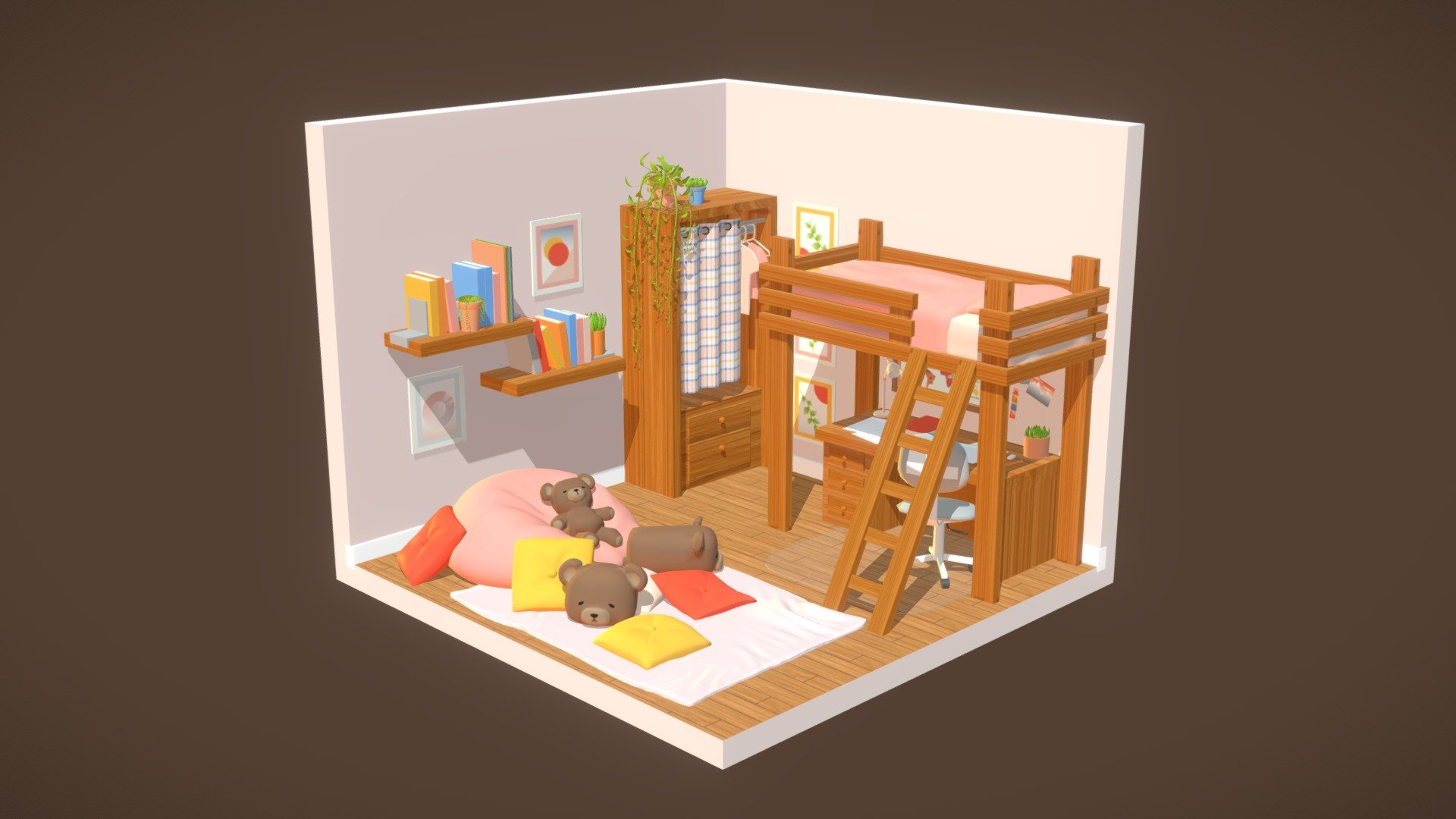 Cozy room - 3D model by Justine Gagnon (@jugagnon) [0fbd4b2] - Sketchfab