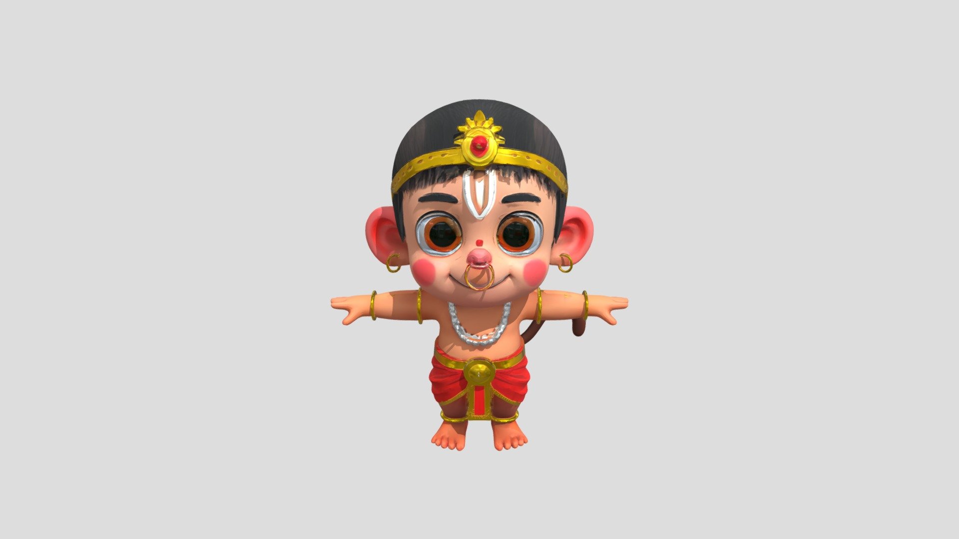 cartoon monkey child in traditional attire - 3D model by sreejiths064 ...