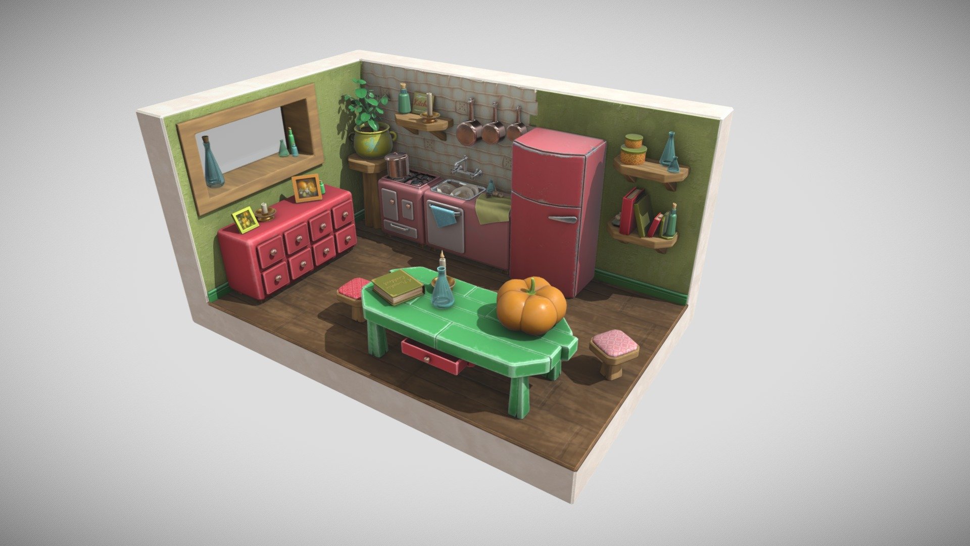 Isometric Room - Kitchen - 3D model by LauraLapeze [0fd0ba4] - Sketchfab