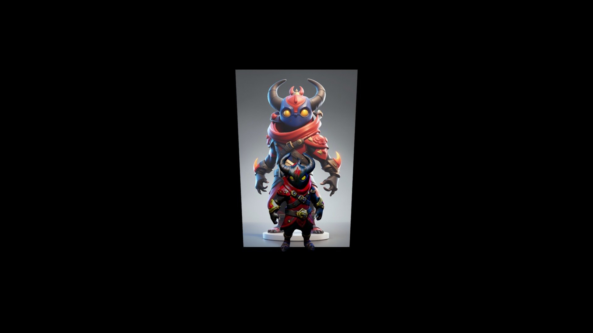 a statue of a demon with horns and a red cape, o - Download Free 3D ...