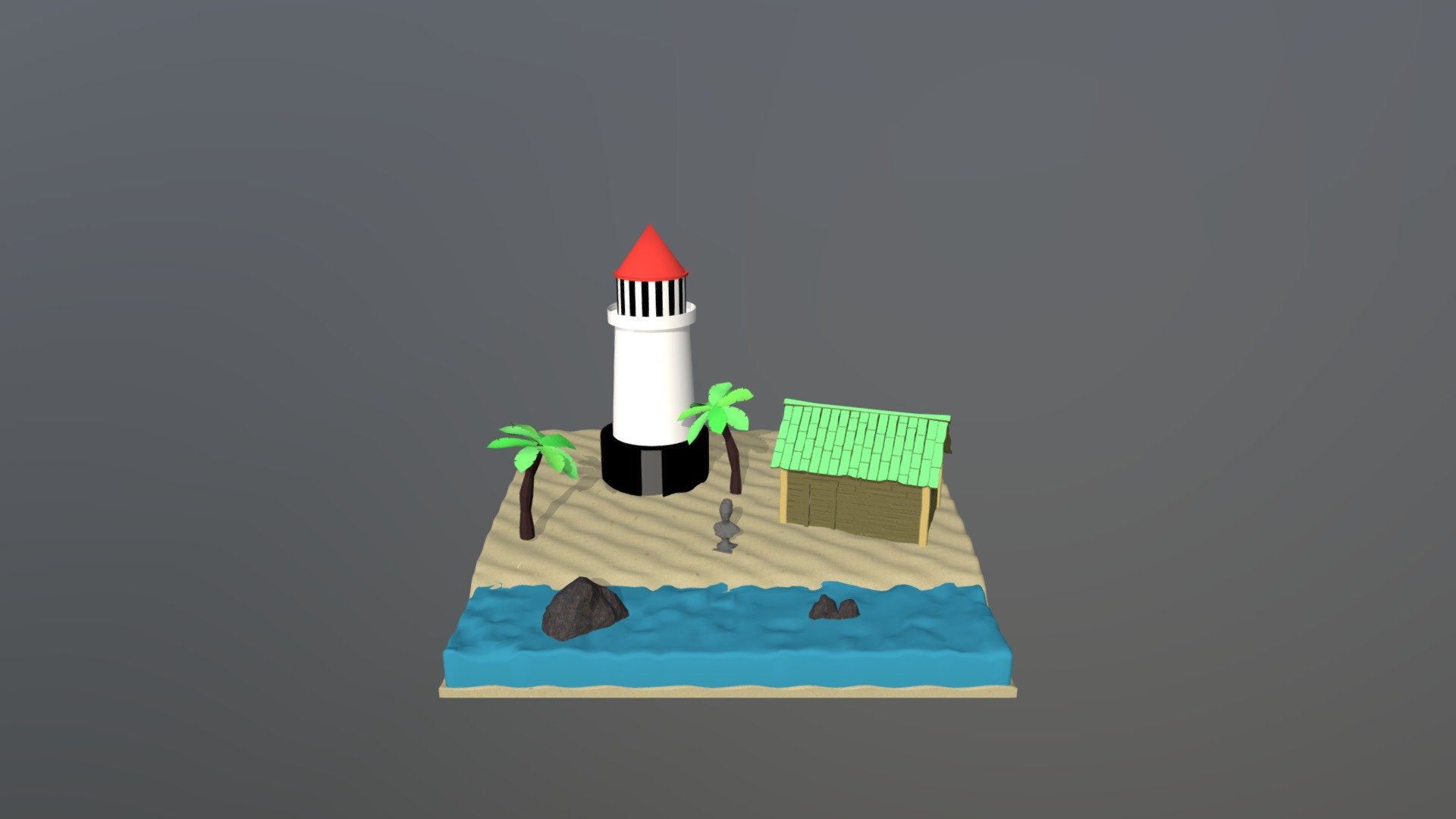 Small Beach with Lighthouse - Download Free 3D model by yemyatthu ...