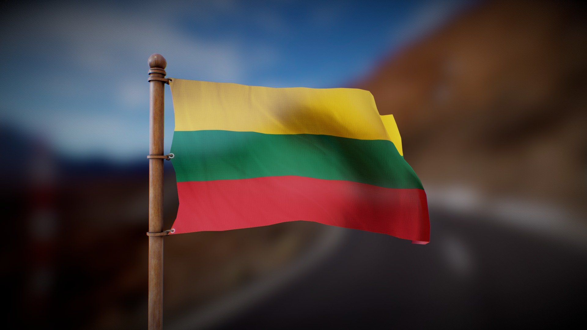 Flag of Lithuania - Wind Animated loop - Buy Royalty Free 3D model by ...
