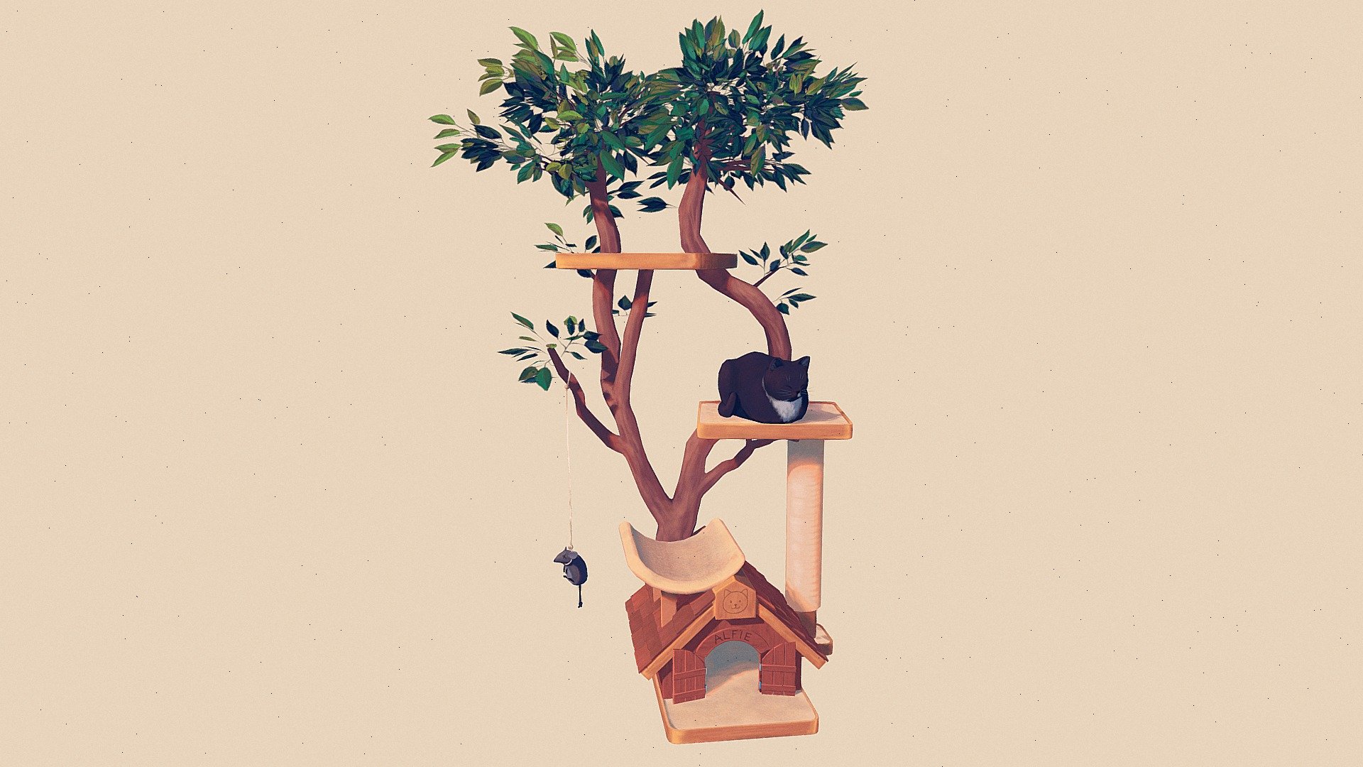 Alfie's cat tree - 3D model by marlieskrale [0ffb903] - Sketchfab