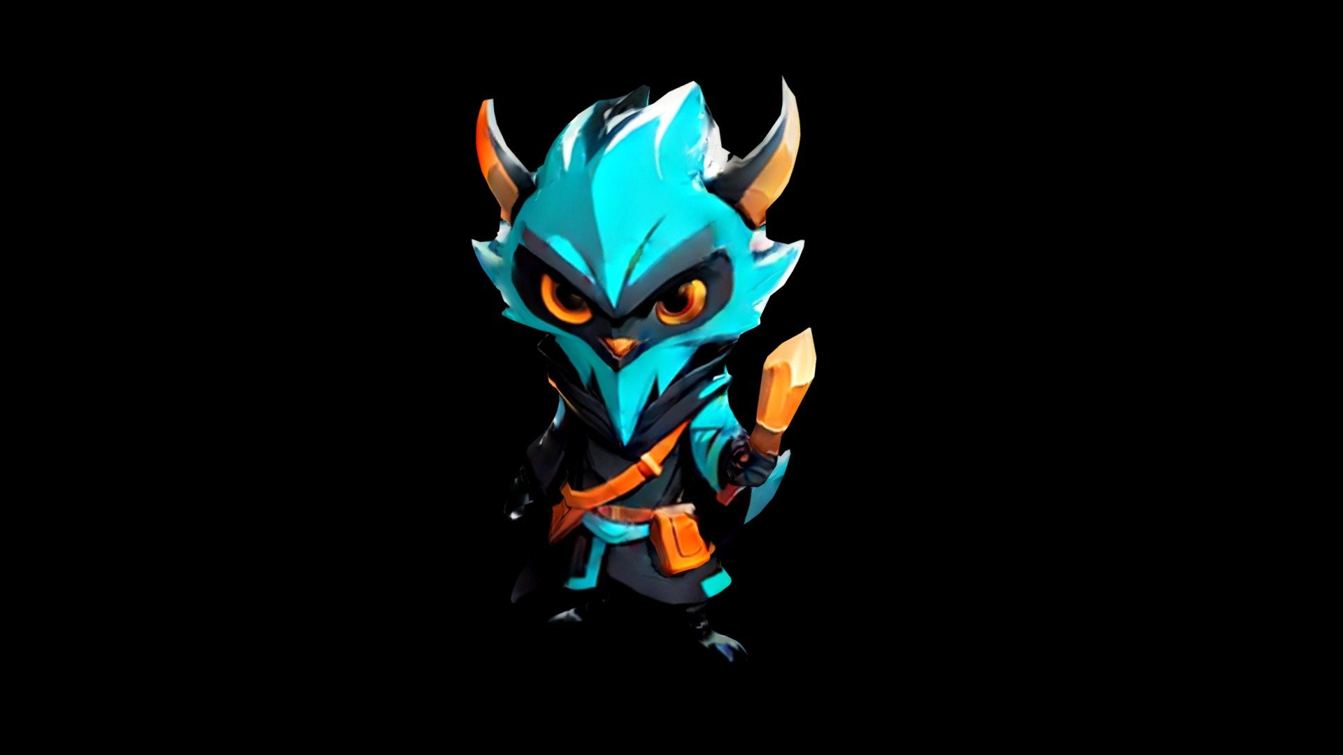 A blue horned creature with a staff, dressed in - Download Free 3D ...