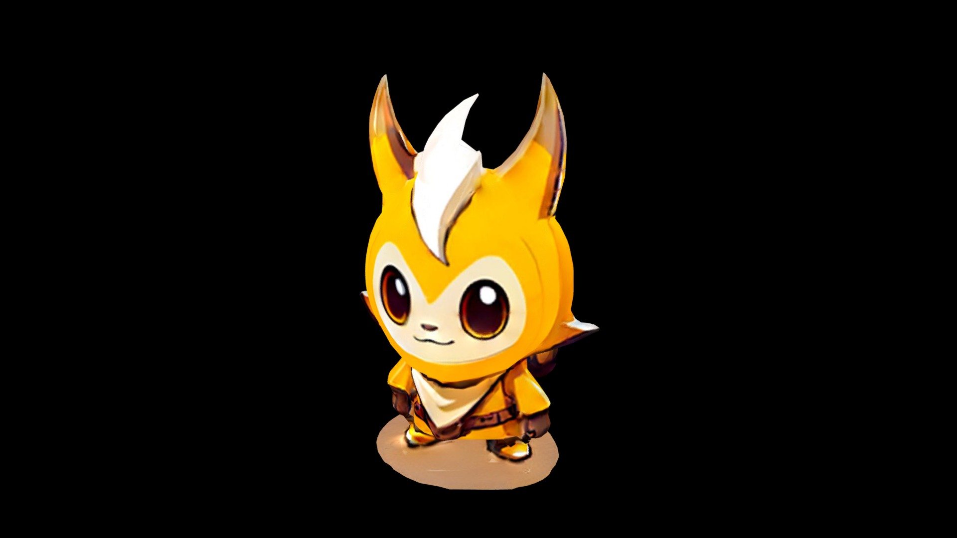 A cartoon illustration of a yellow fox character - Download Free 3D ...