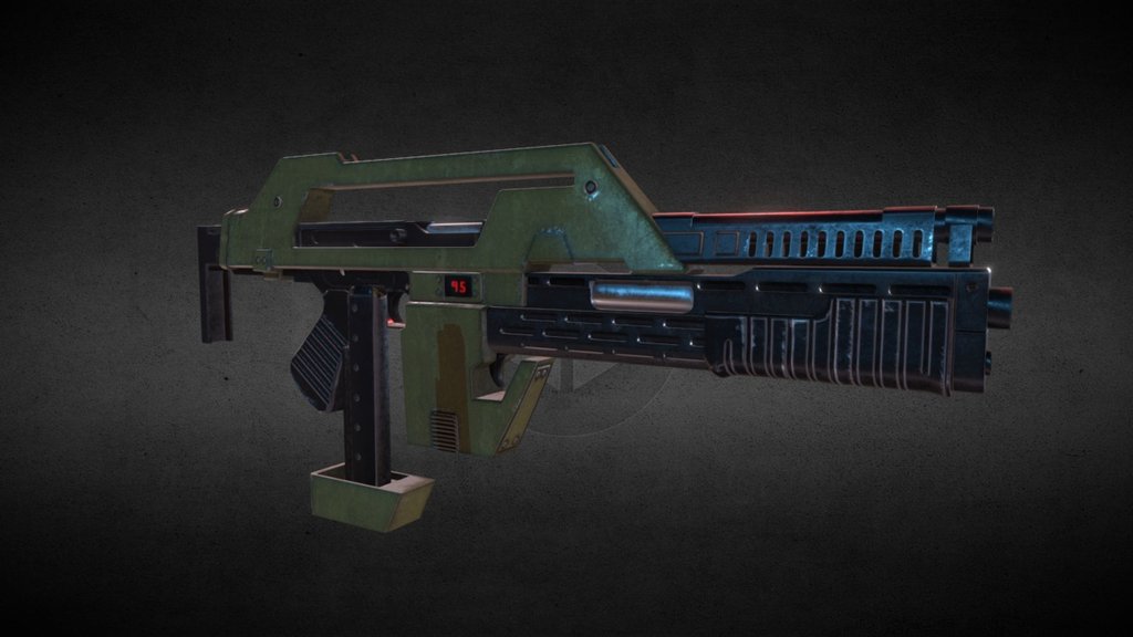 Pulse Rifle from Aliens - 3D model by UltraMelon [102dd82] - Sketchfab
