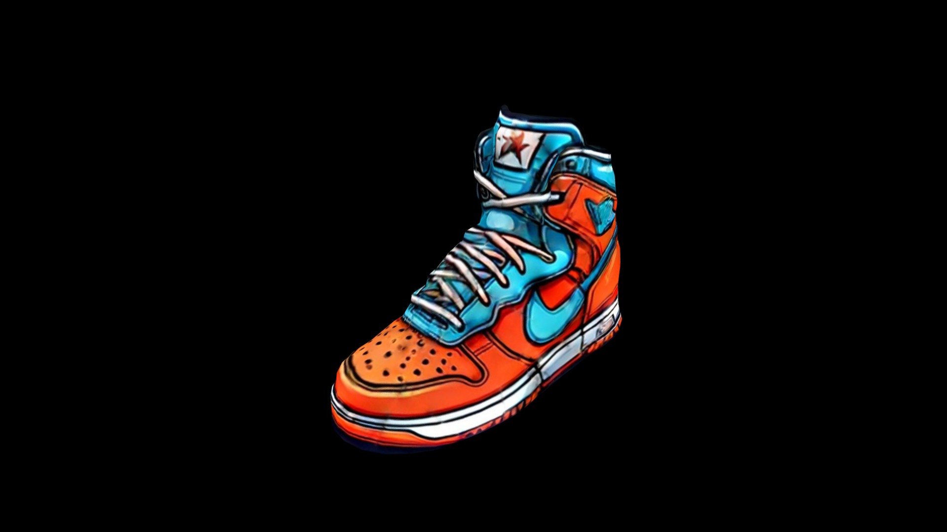An orange and blue Nike sneaker is the focal poi - Download Free 3D ...