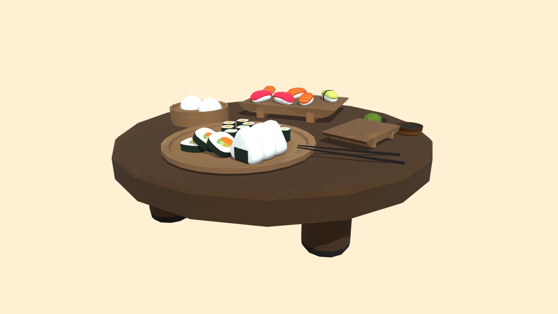 Handpainted Japanese Food Diorama - Download Free 3D model by Alex ...