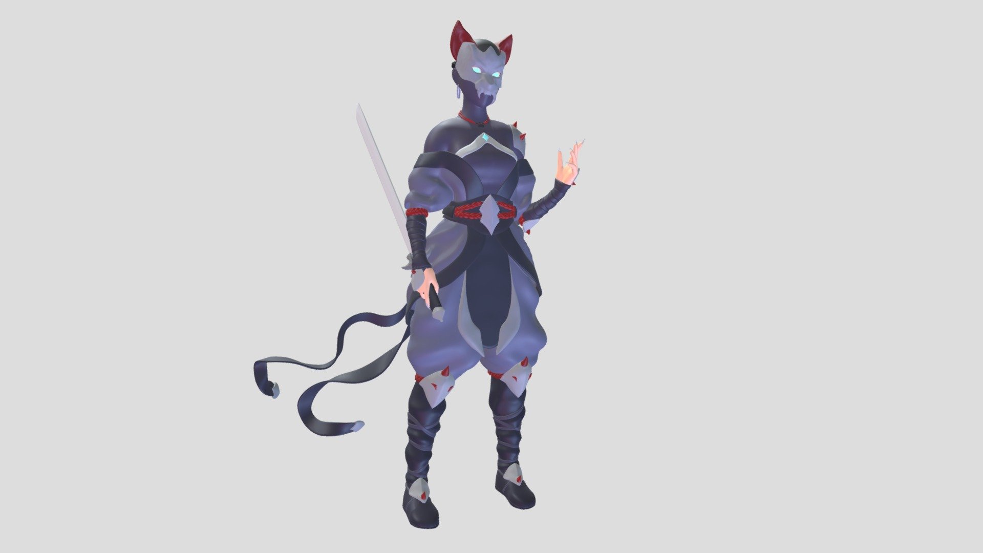 Ninja Cat Pose - 3D model by Selena Sameh (@selenasameh) [104b569 ...