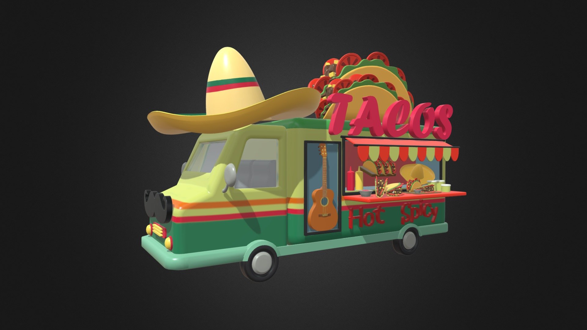 Asset - Cartoons - Food Taco Car - Buy Royalty Free 3D model by InCom ...