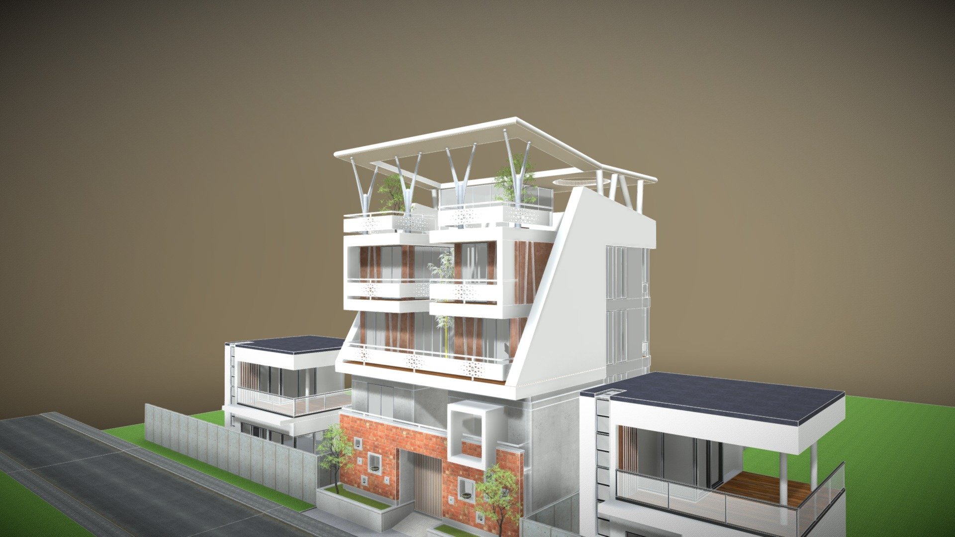 Residential Building - 3D model by Tirthendu Mondal (@tirthabecm16 ...