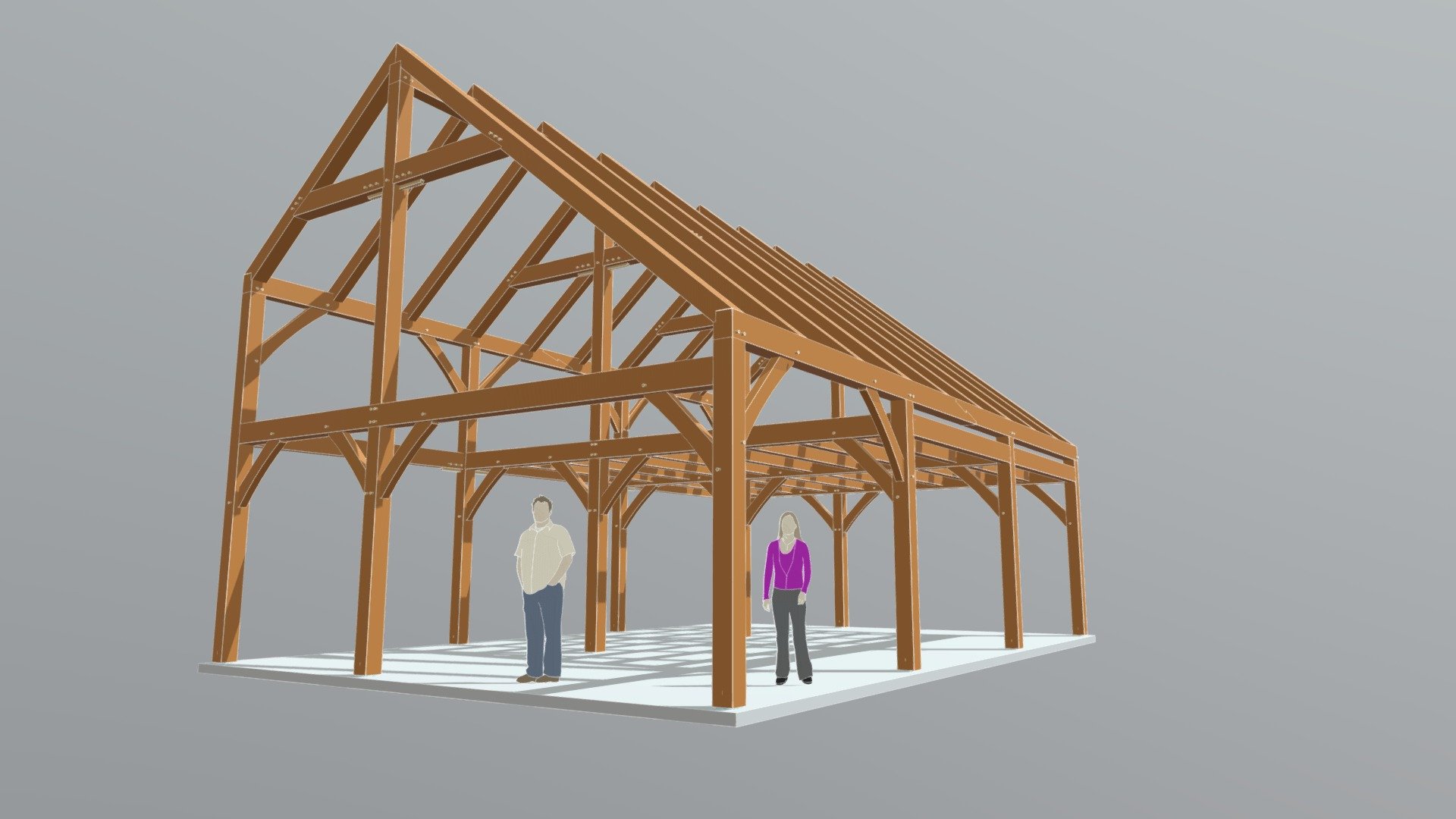 24x36 Salt Box Plan (44580) - 3D model by Timber Frame HQ ...