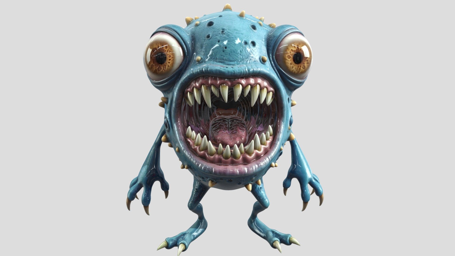 Locky - Blue Monster with Big Teeth - 3D model by bororhan [107f66c ...