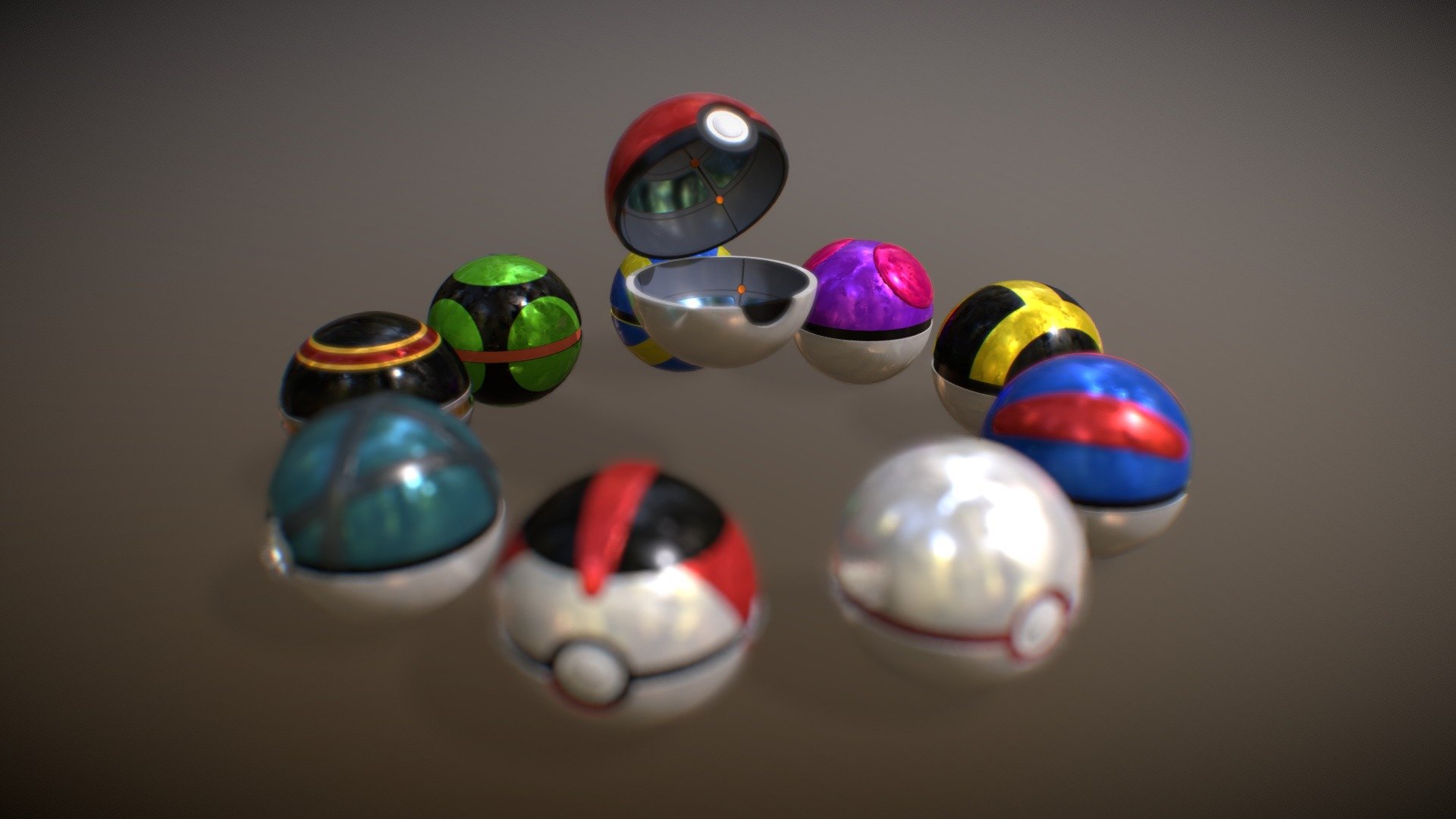 Pokeballs - Buy Royalty Free 3D model by Geng4d [108588c] - Sketchfab Store