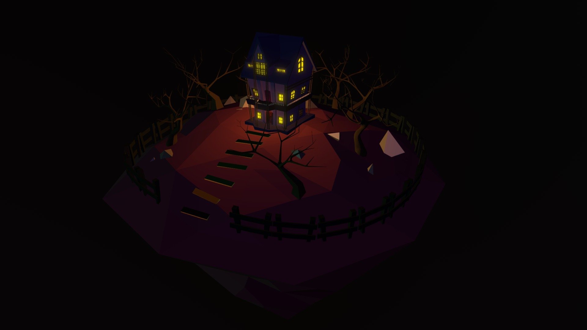 Haunted House Low Poly - 3D model by JoePascalm [1088025] - Sketchfab