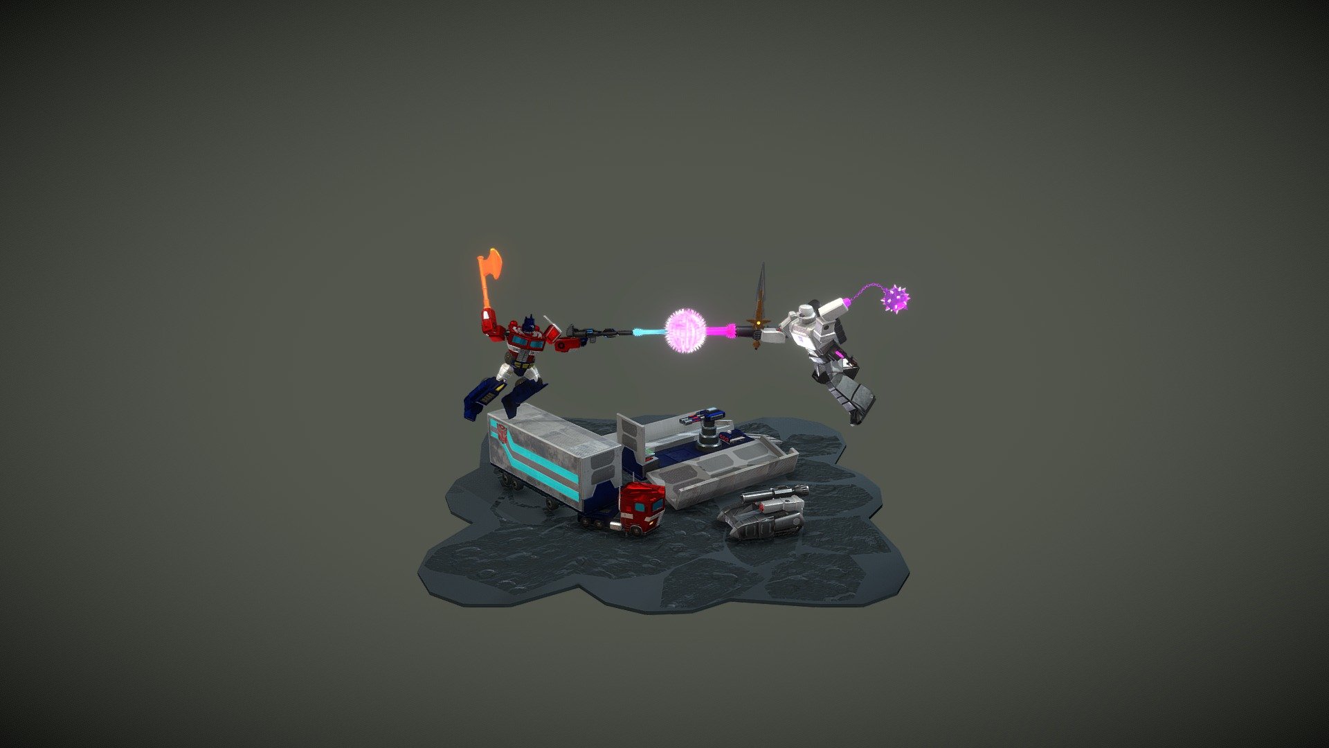 Optimus VS Megatron_Posed - 3D model by RedPanther [108c2d3] - Sketchfab