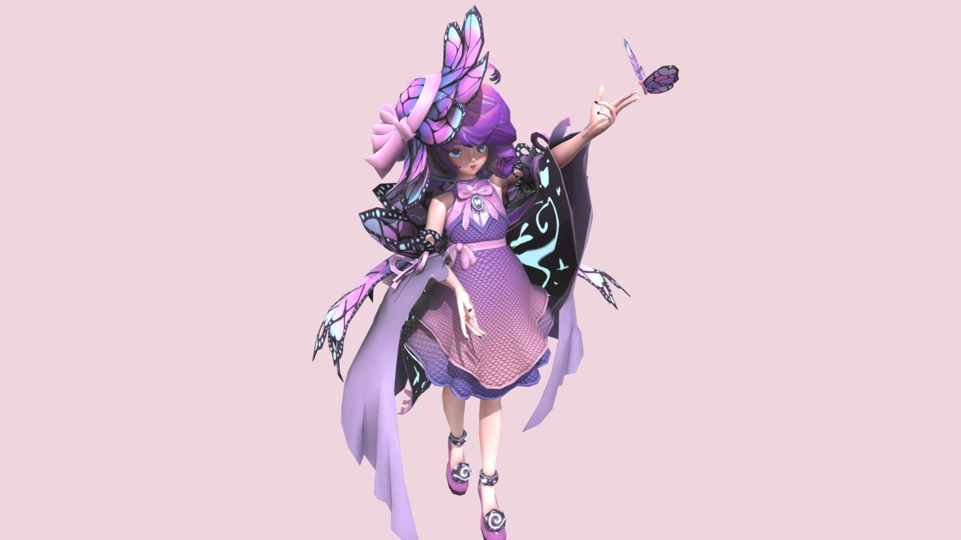 Butterfly Girl - Texturing - 3D model by EveAda [108d9e8] - Sketchfab