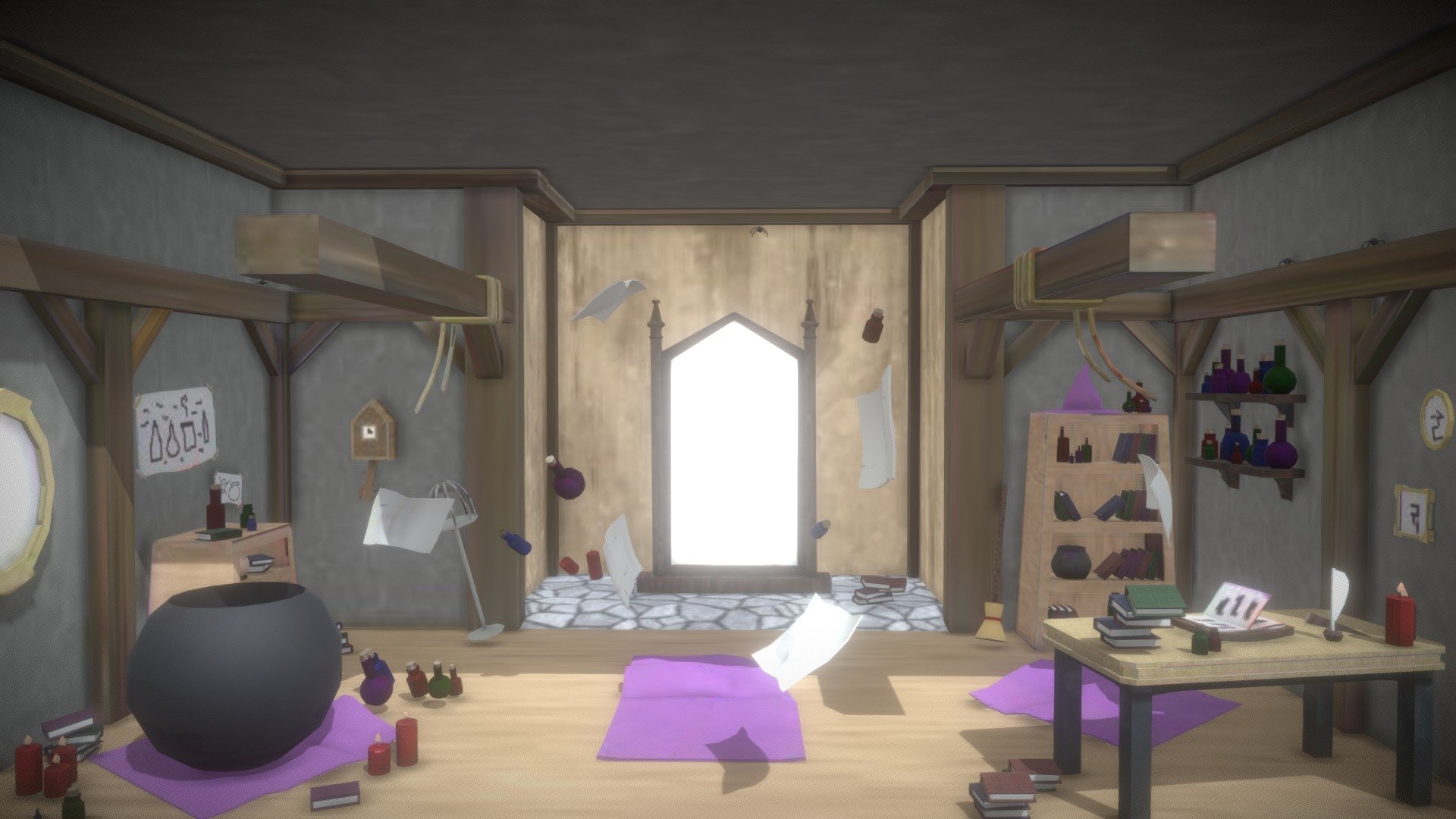 wizard apprentice room with portal open - Download Free 3D model by ...