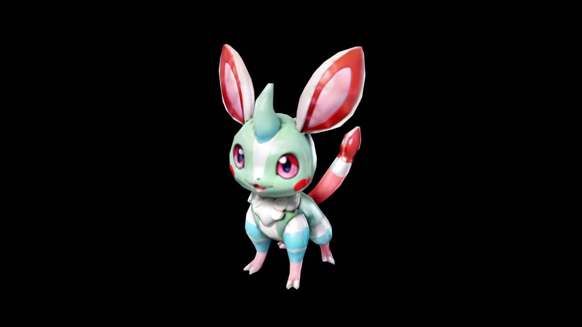 "Cartoon rabbit-like creature with pink eyes and - Download Free 3D ...