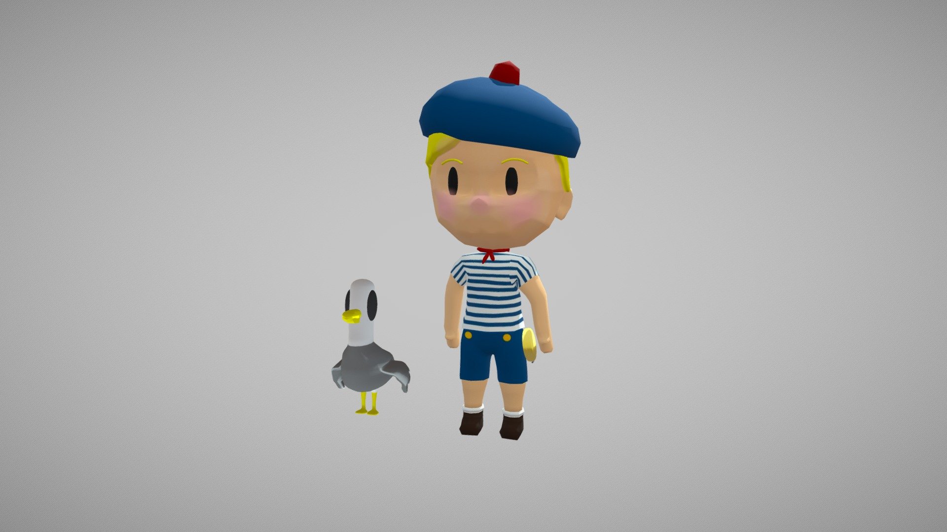 Low Poly Chibi Sailor Boy and Seagull - 3D model by Eibho [1093c7e ...