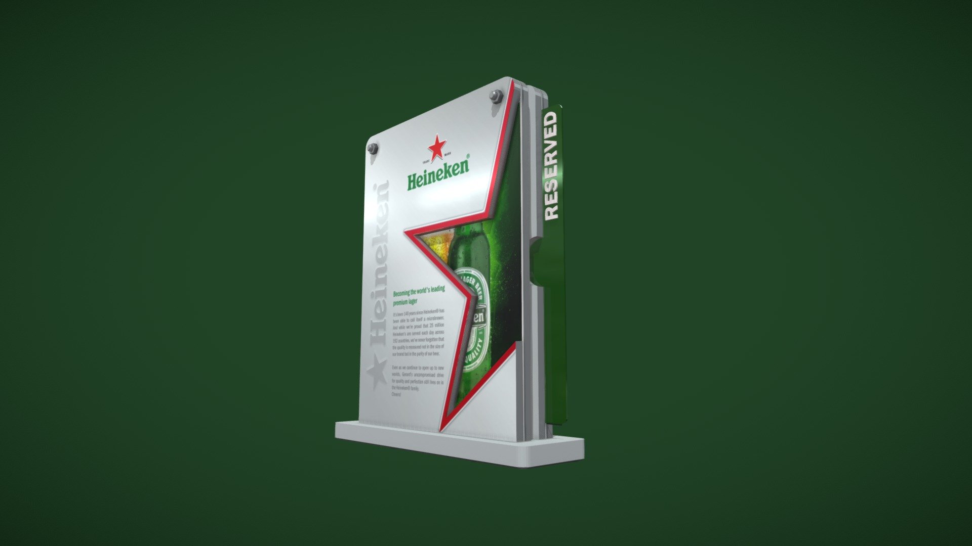 Tent Card_ Heineken - Buy Royalty Free 3D model by JD (@jond.hendri ...