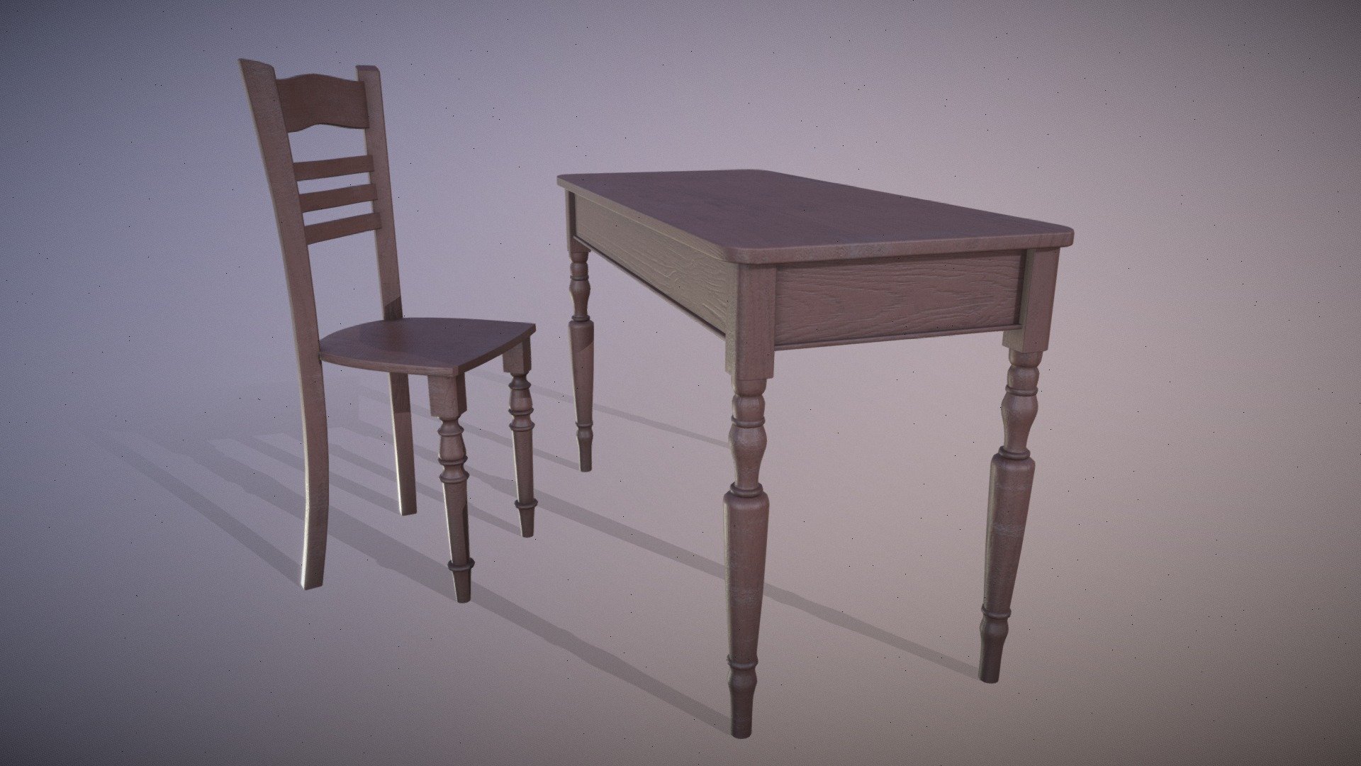 Vintage Desk and Chair - Download Free 3D model by Josh Smith ...