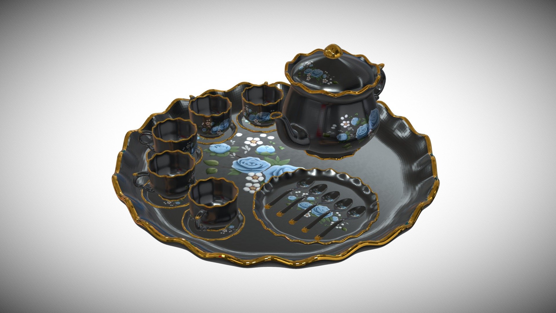Tea set [2] -- Gray - Buy Royalty Free 3D model by LU3dSimple [10cac27] - Sketchfab Store