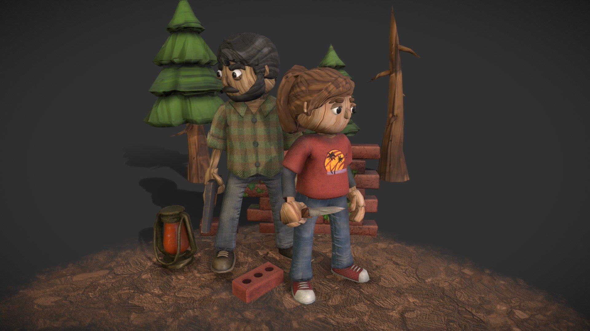 Low poly Joel & Ellie wooden puppets 🎮 - 3D model by whyplash [10d14f0 ...