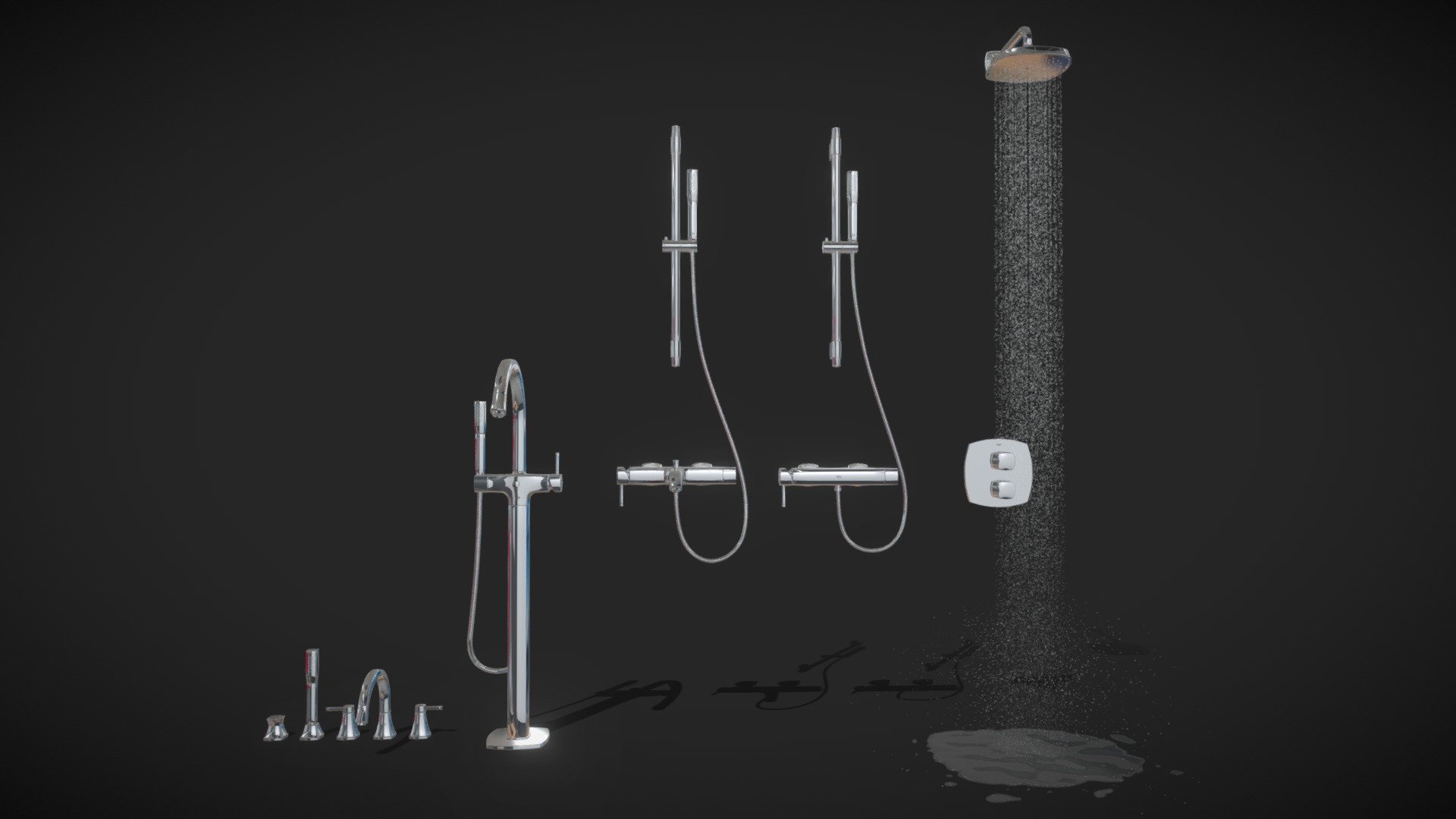 Bath and shower faucets GROHE | Grandera set 26 - Buy Royalty Free 3D ...