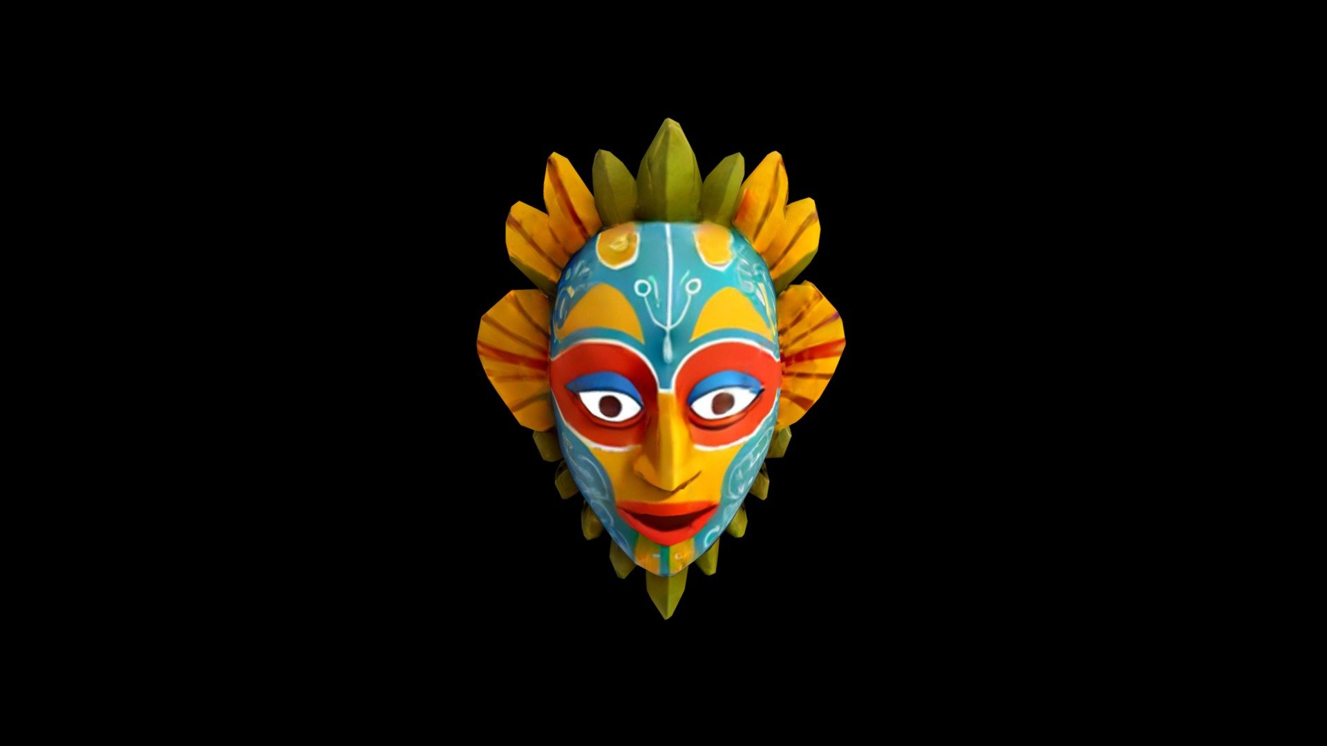A colorful mask with blue, yellow, and red color - Download Free 3D ...