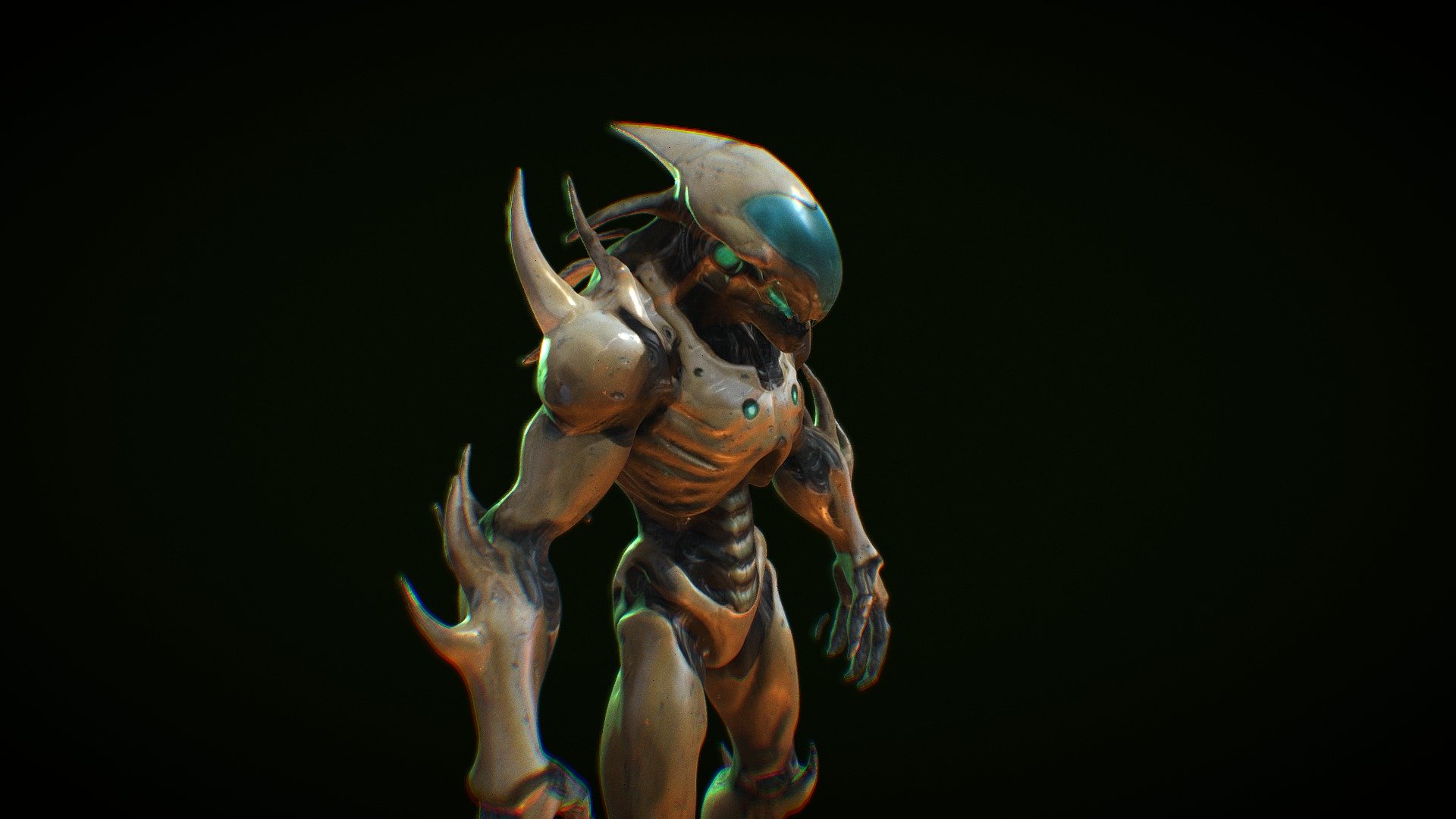 Biopunk organic armored alien - 3D model by mikelyden [10ece26] - Sketchfab