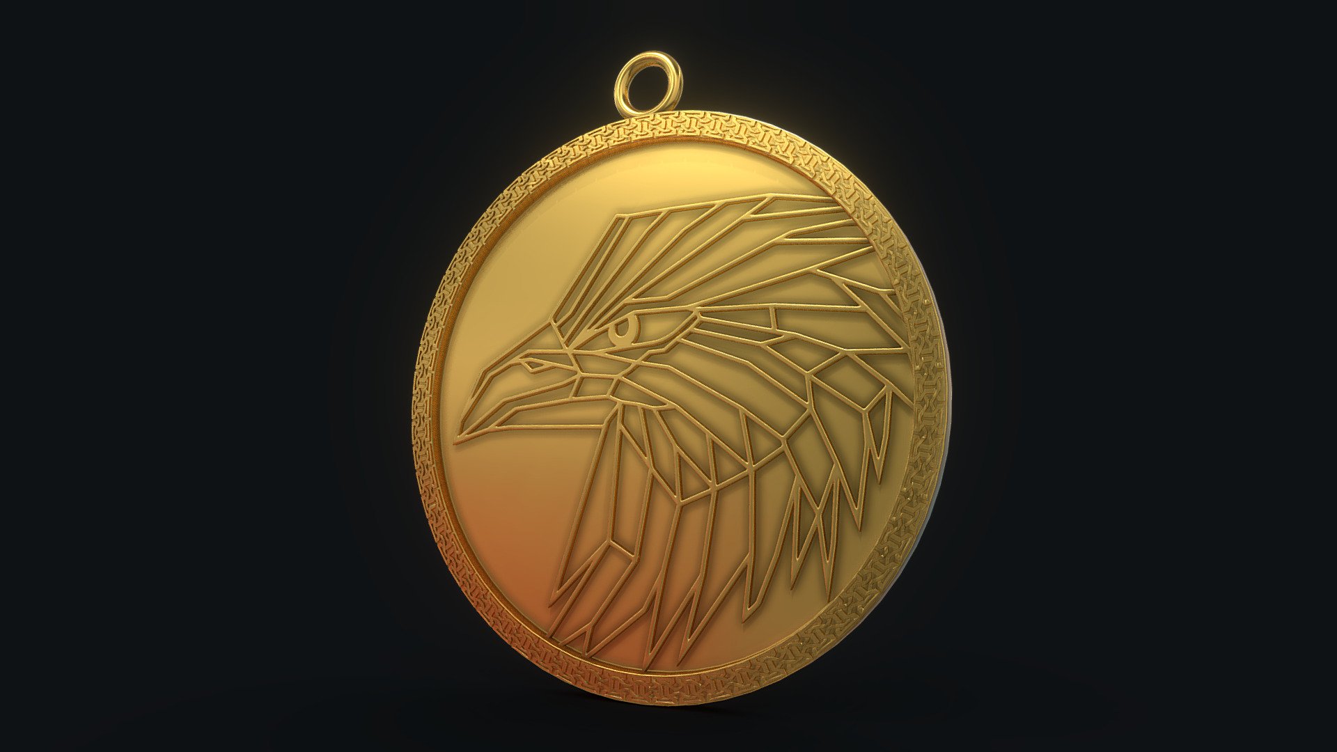 Eagle Stylized Pendant Coin Amulet Necklace - Buy Royalty Free 3D model ...
