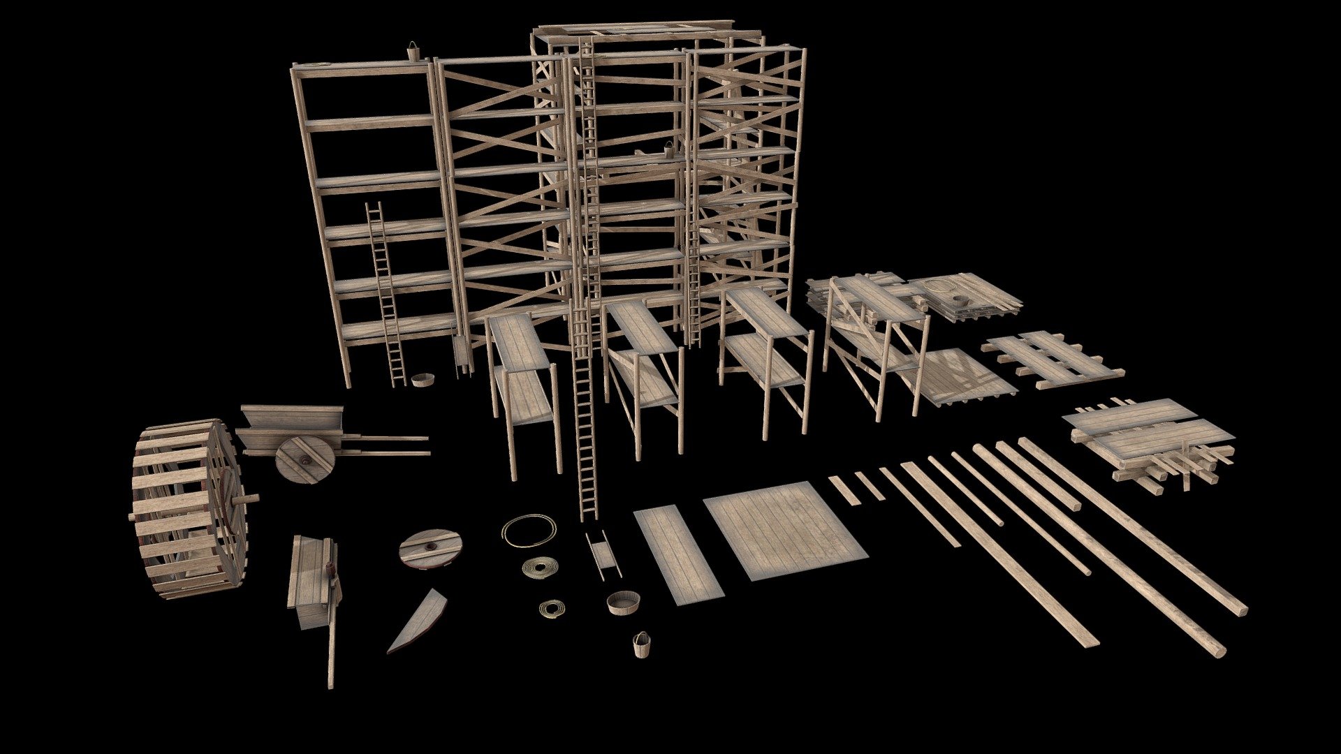 Medieval Scaffolding asset - Buy Royalty Free 3D model by ...
