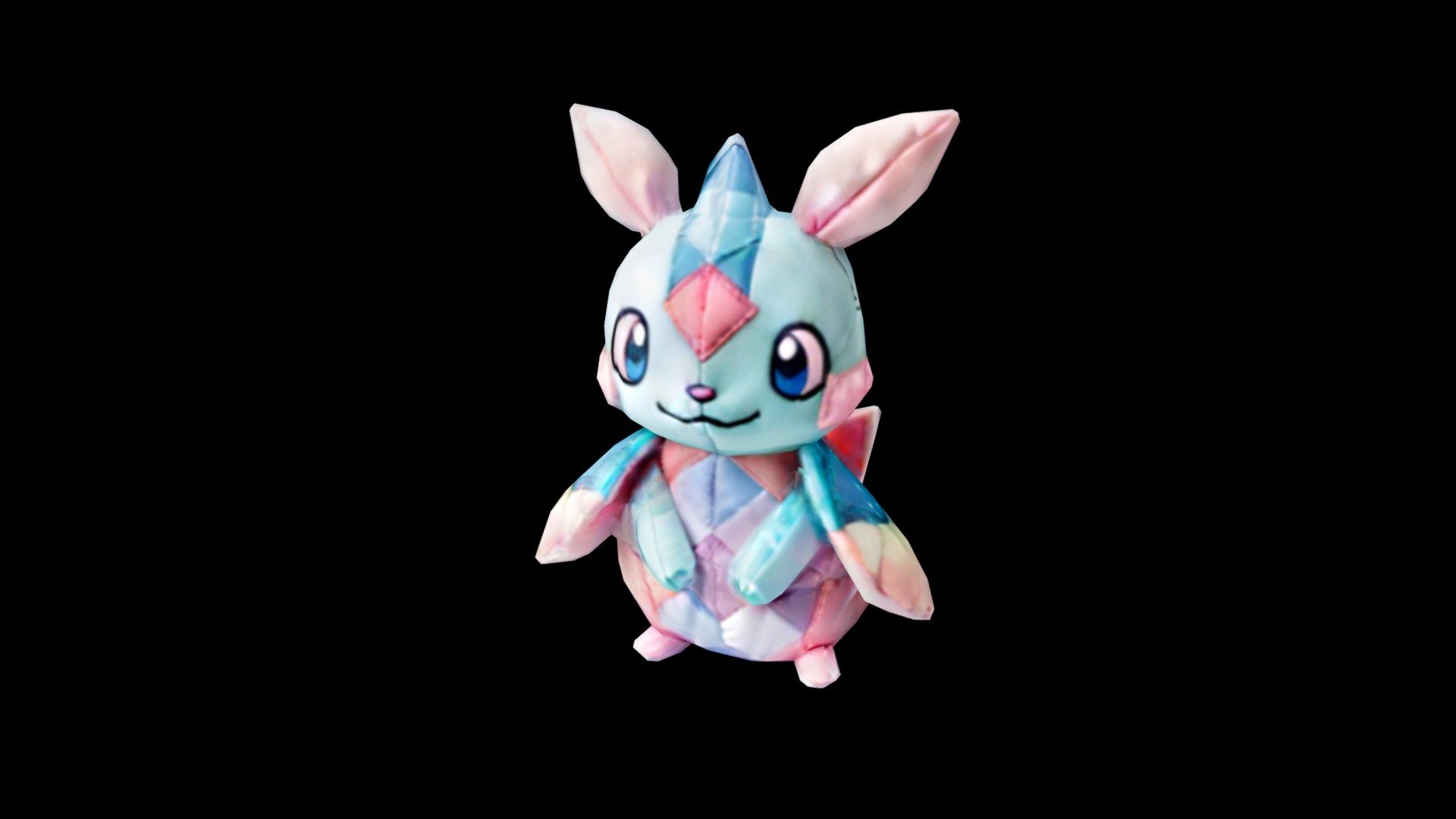 A cute, pastel-colored plush toy with blue and p - Download Free 3D ...