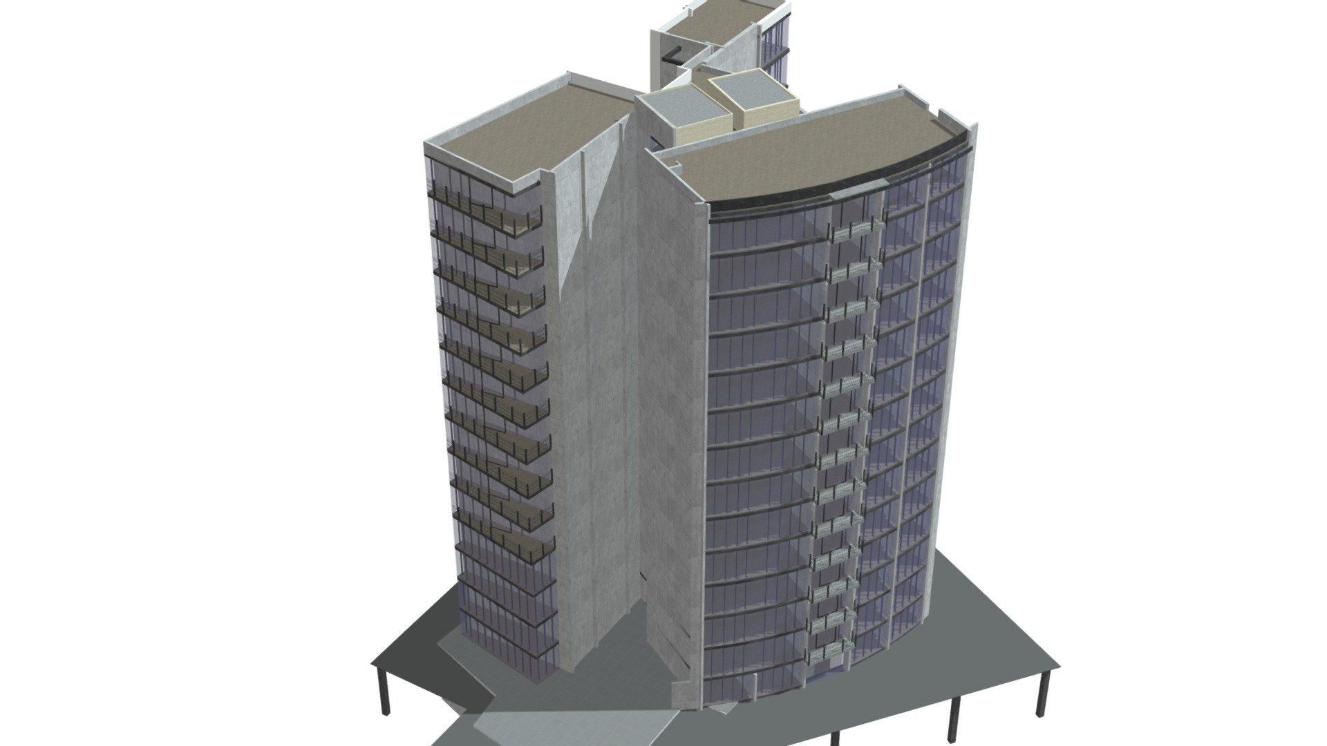 modern tower official complex building apartment - Download Free 3D ...