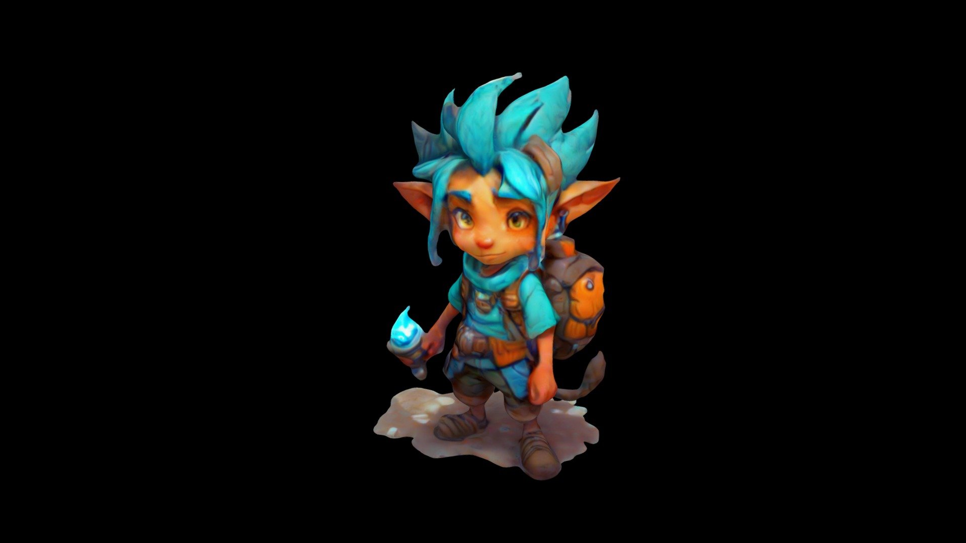 a digital illustration of a cute blue haired cha - Download Free 3D ...