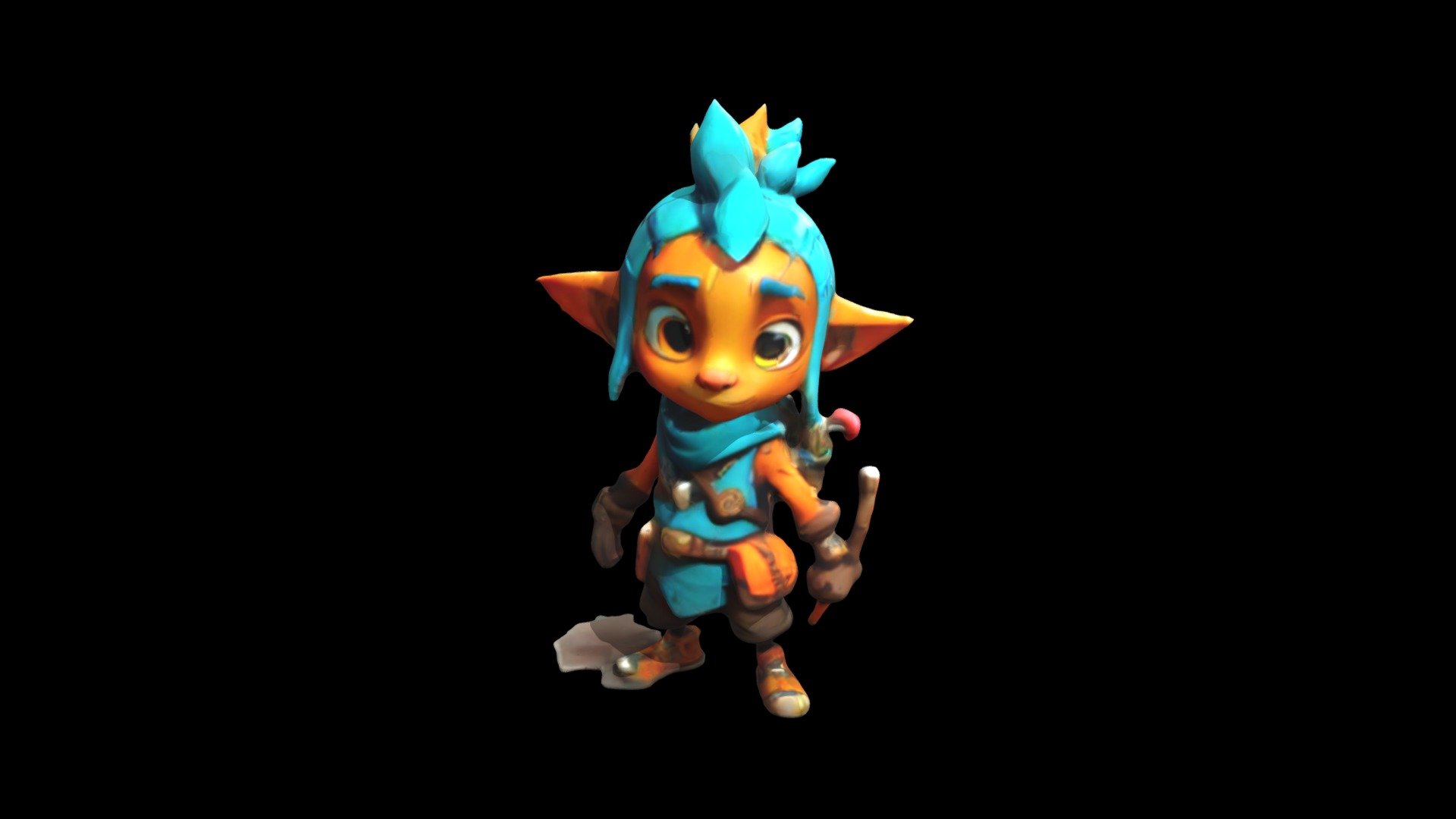 a cartoon character with blue hair and orange - Download Free 3D model ...