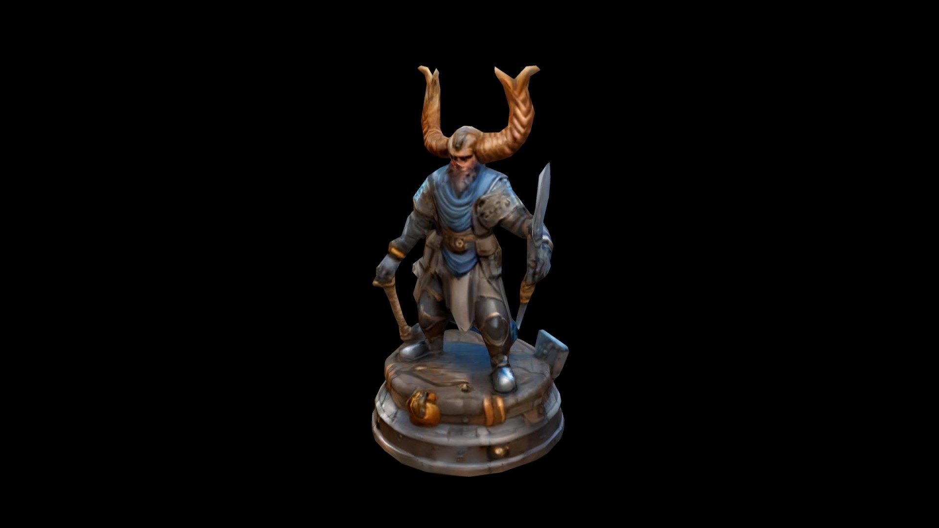 Fantastical Knight Statue with Horned Helmet and - Download Free 3D ...
