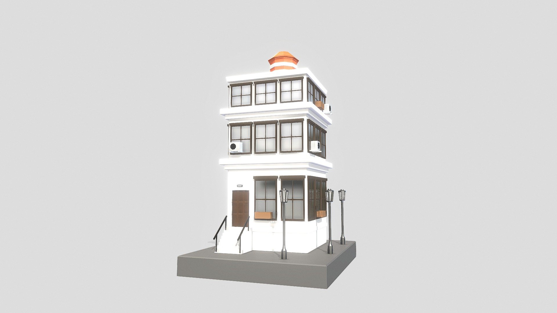 Modern low poly building - 3D model by calp1 [1142fff] - Sketchfab