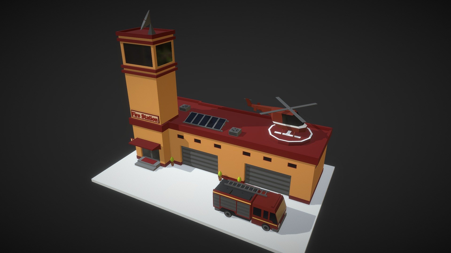 Low Poly Fire Station - Buy Royalty Free 3D model by NeedLowPoly3D ...