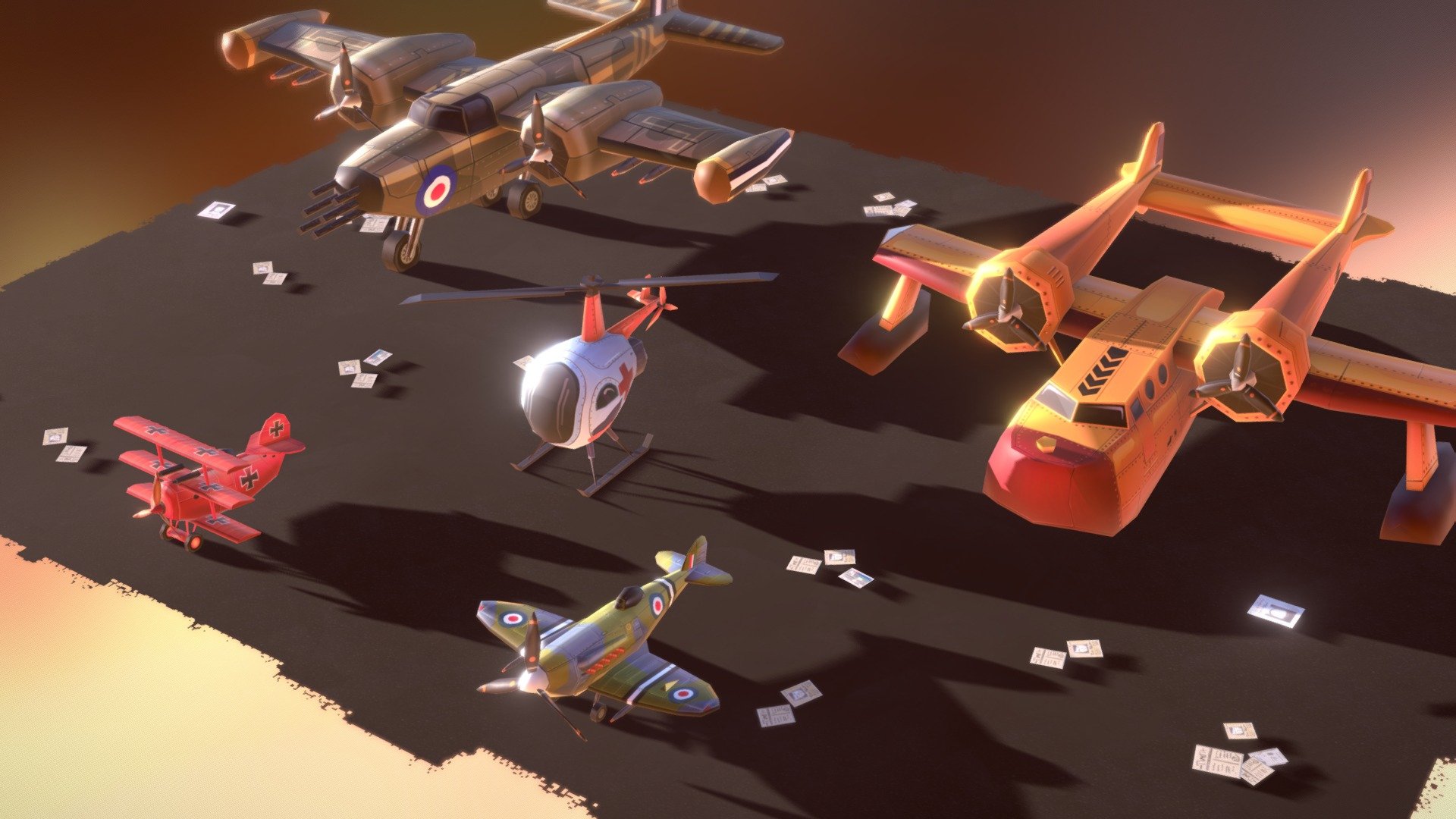 Toon Aircraft Set - 3D model by Polygrade3D [1158a54] - Sketchfab