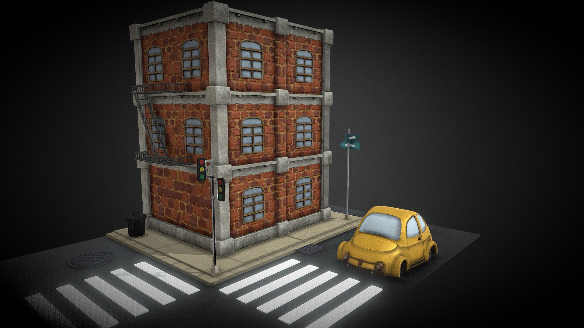 Car and Building - Download Free 3D model by Blueky [115c491] - Sketchfab