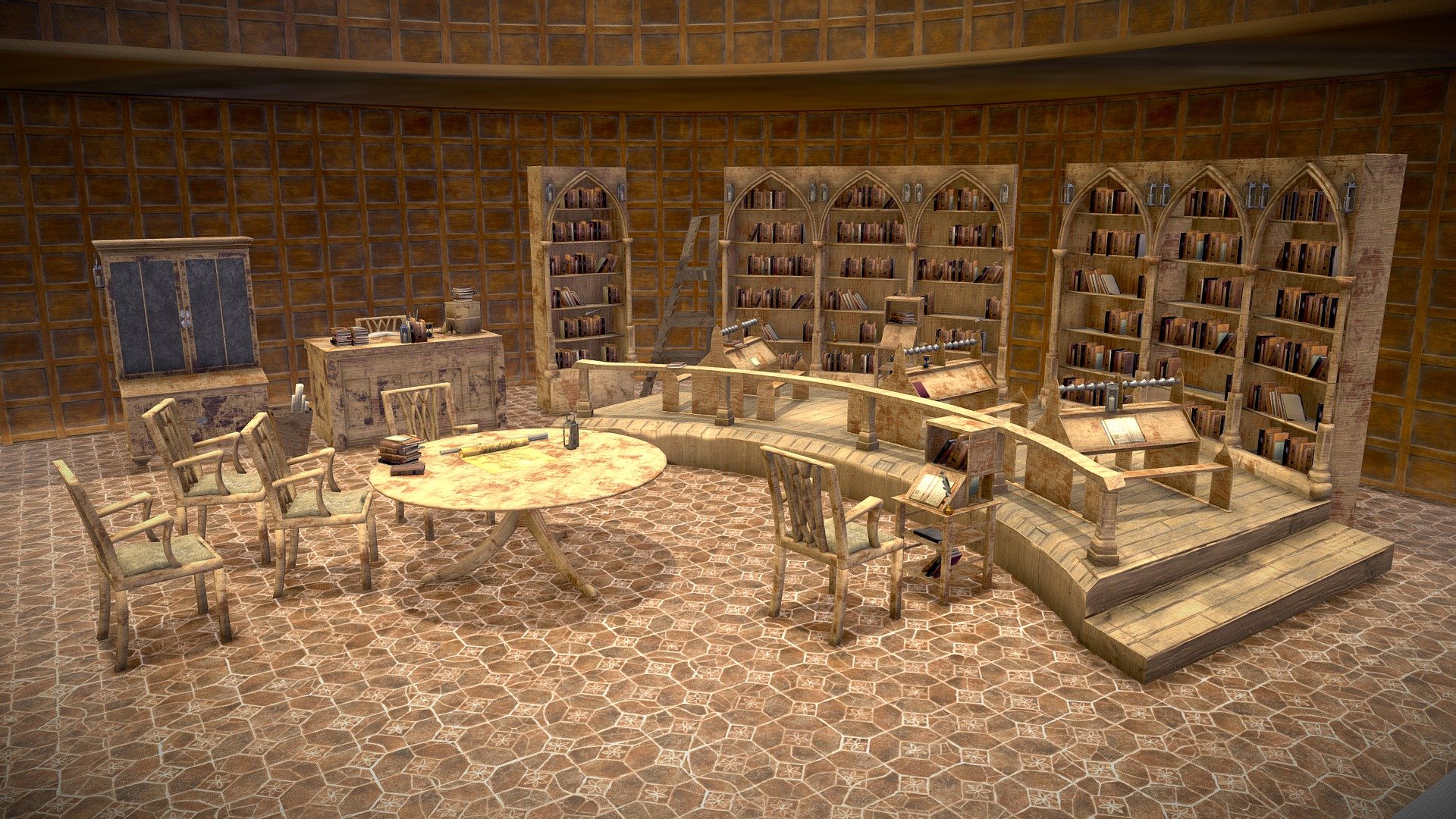 Medieval Library Model Pack Antique - Buy Royalty Free 3D model by ...