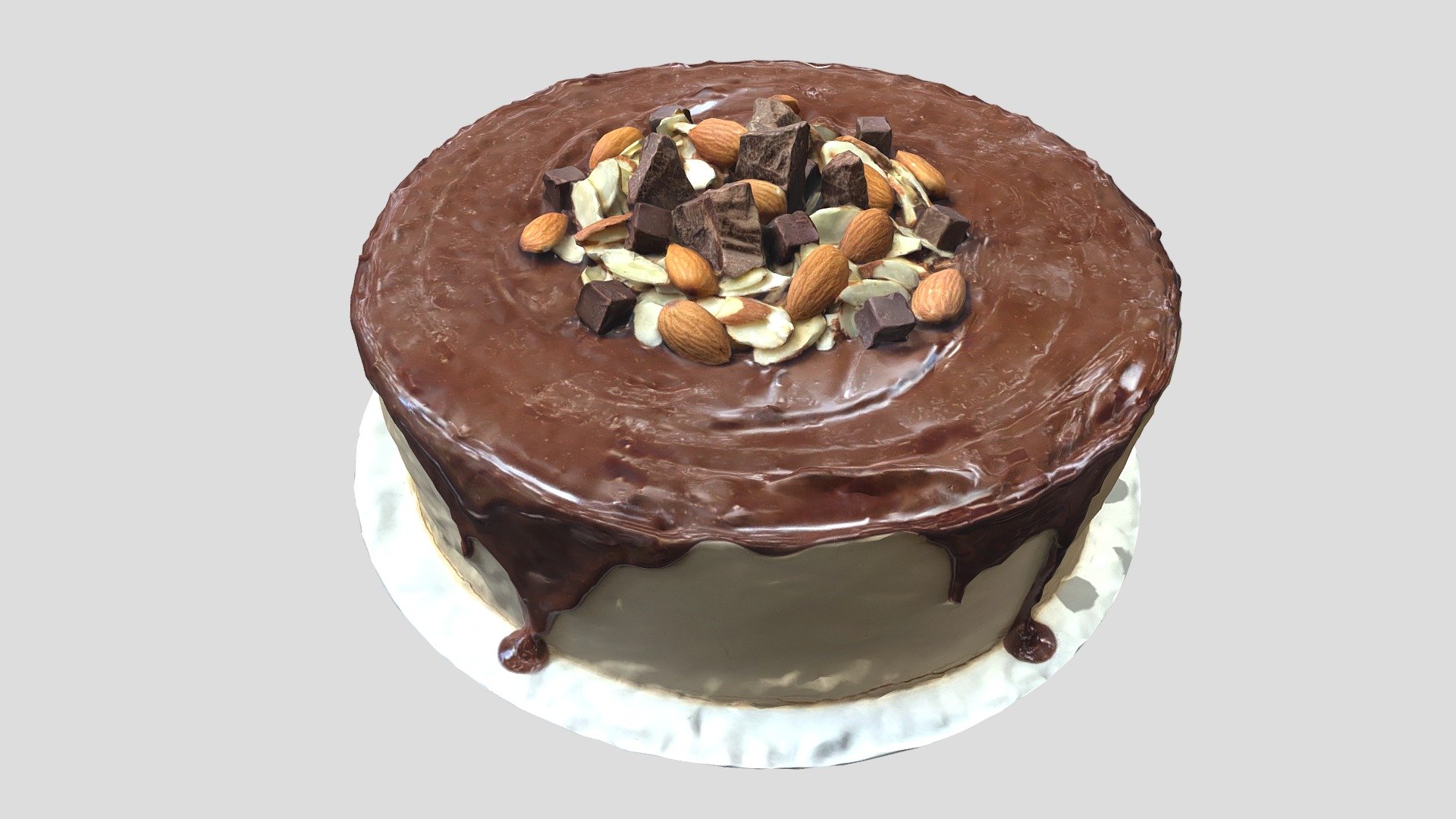 Chocolate Cake adorned with Almonds - Buy Royalty Free 3D model by ...