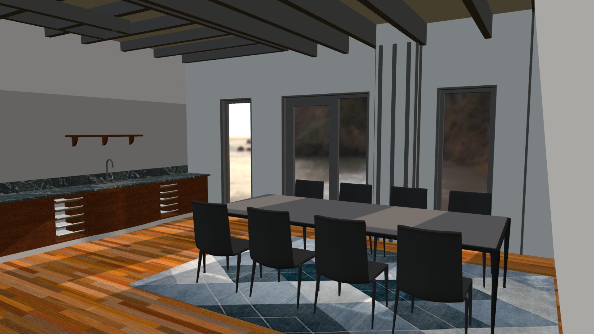 Basic house with furniture and materials - Download Free 3D model by ...