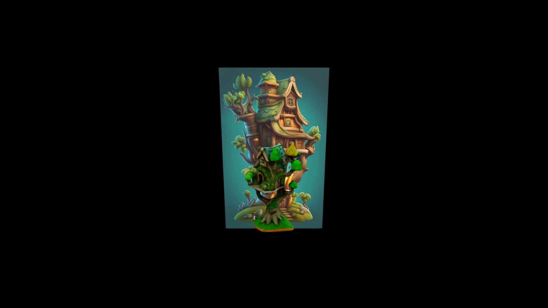 "Fantasy Tree House Illustration" A fantastic - Download Free 3D model ...