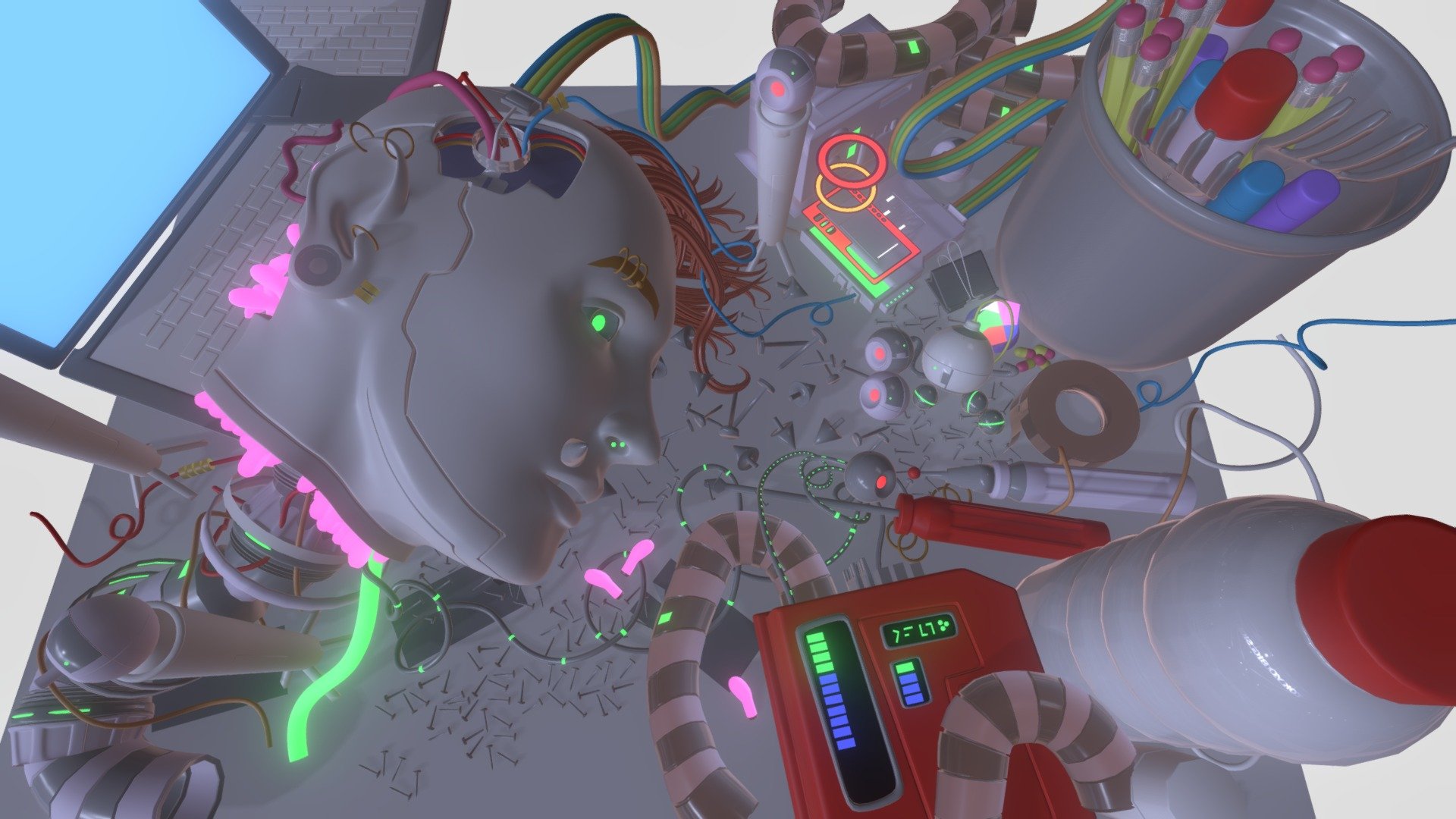Cyberpunk head - Download Free 3D model by Yakusokusen [117e283 ...