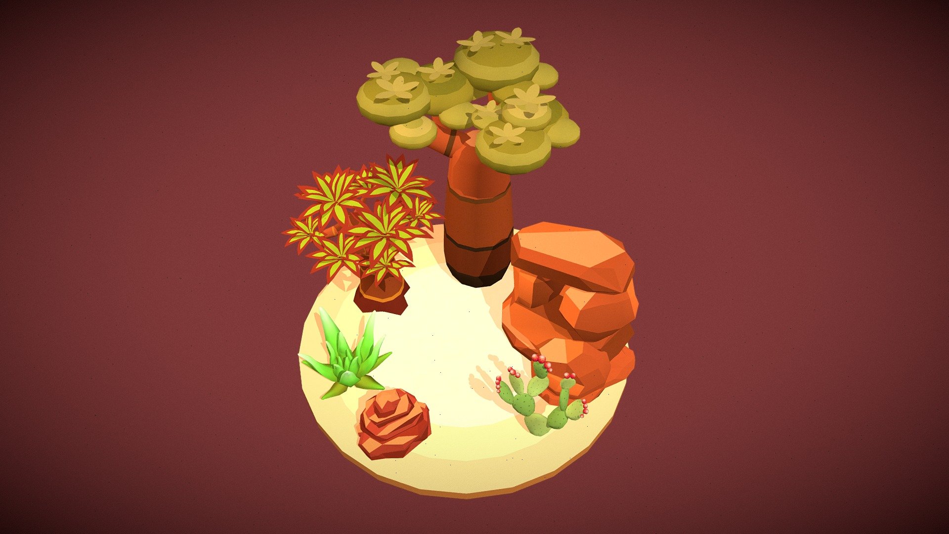 BurningDesertDiorama - Stranded Island - 3D model by inespouille ...