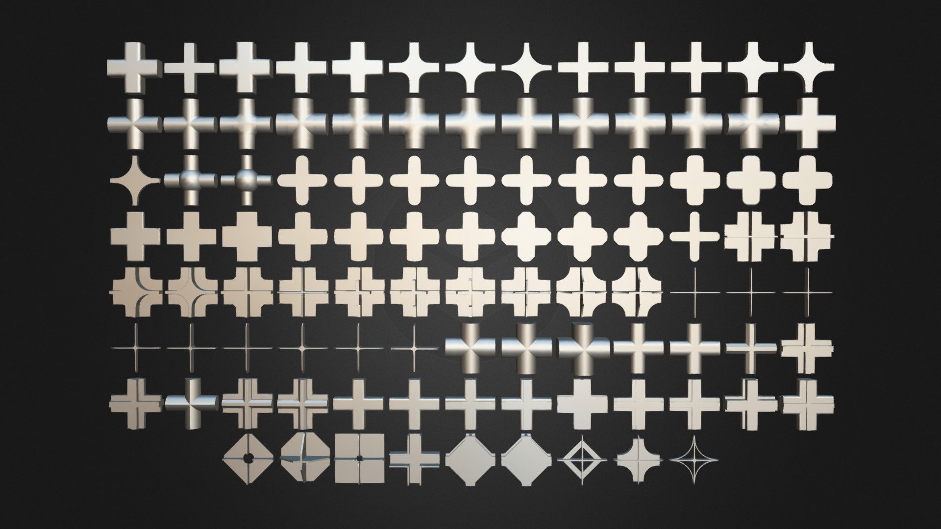 100 Hard Surface IMM Cross Shapes - 3D model by Yacine BRINIS ...