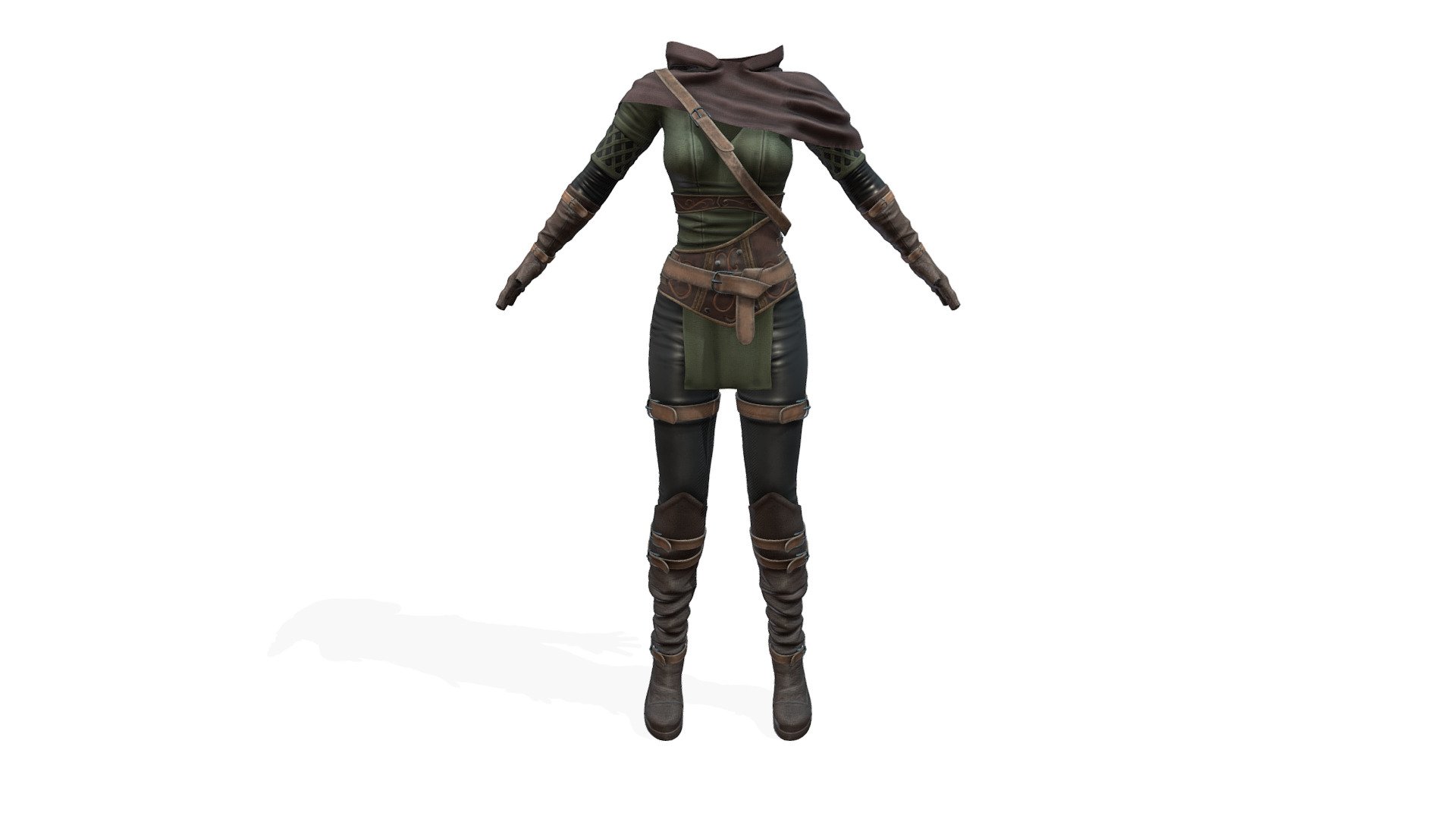 4in1 Female Full Fantasy Archer Warrior Outfit - Buy Royalty Free 3D ...